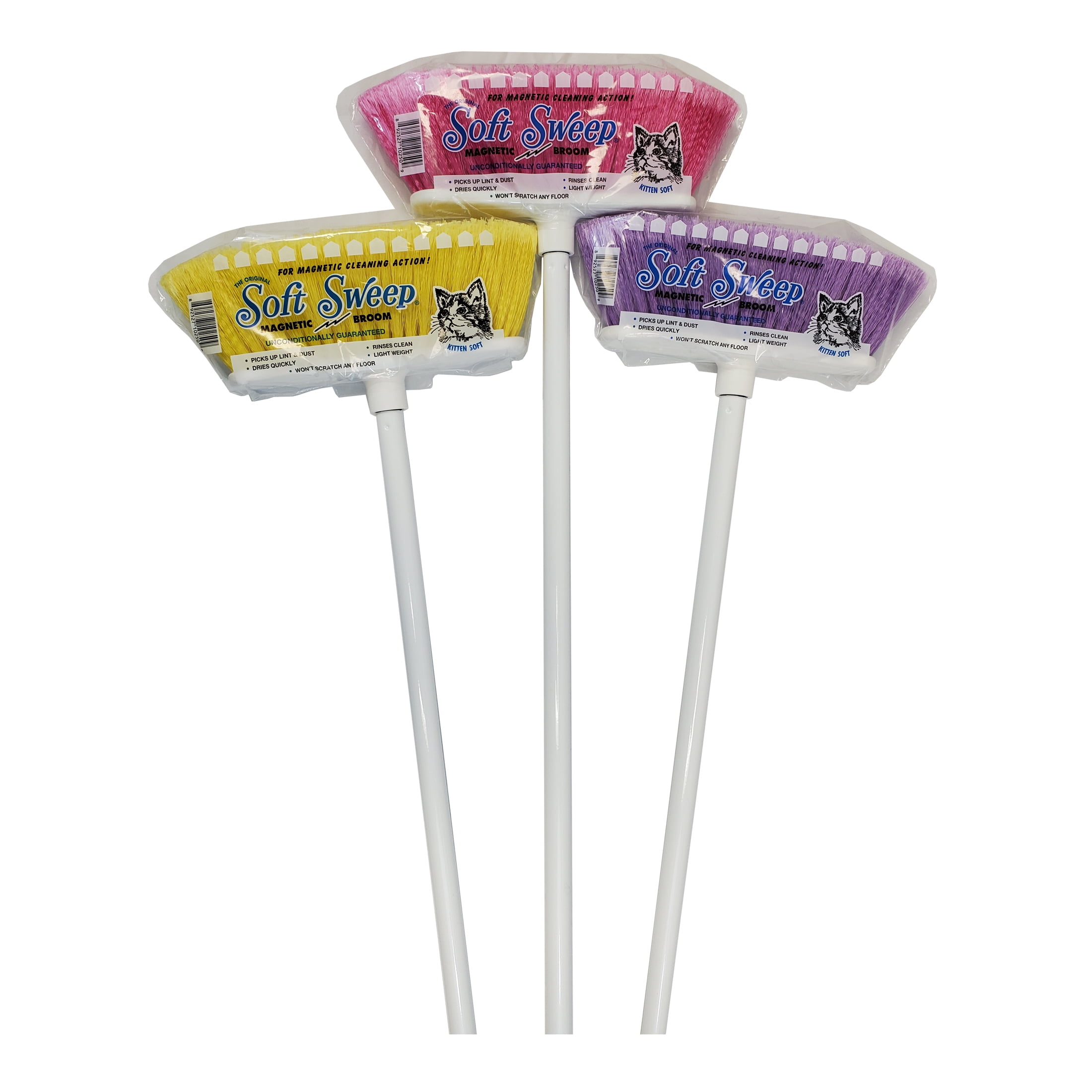 Soft Sweep Broom with Handle- 6pk asst (3 colors) - Walmart.com