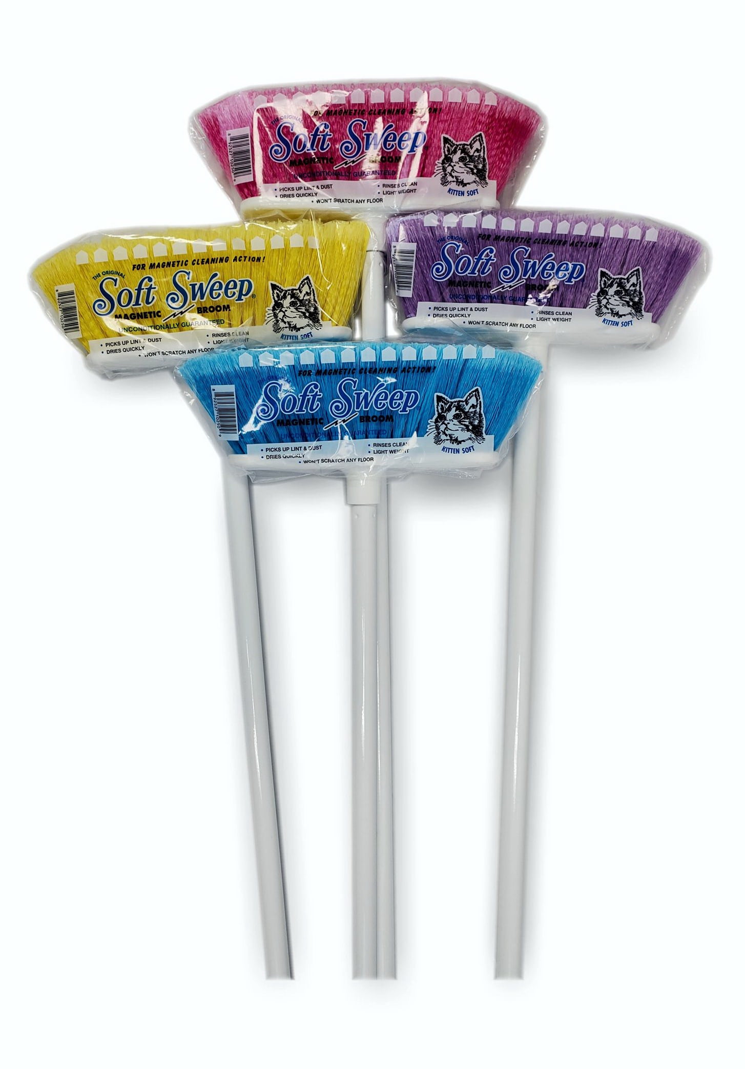 Soft Sweep Broom with Handle- 4pk asst - Walmart.com