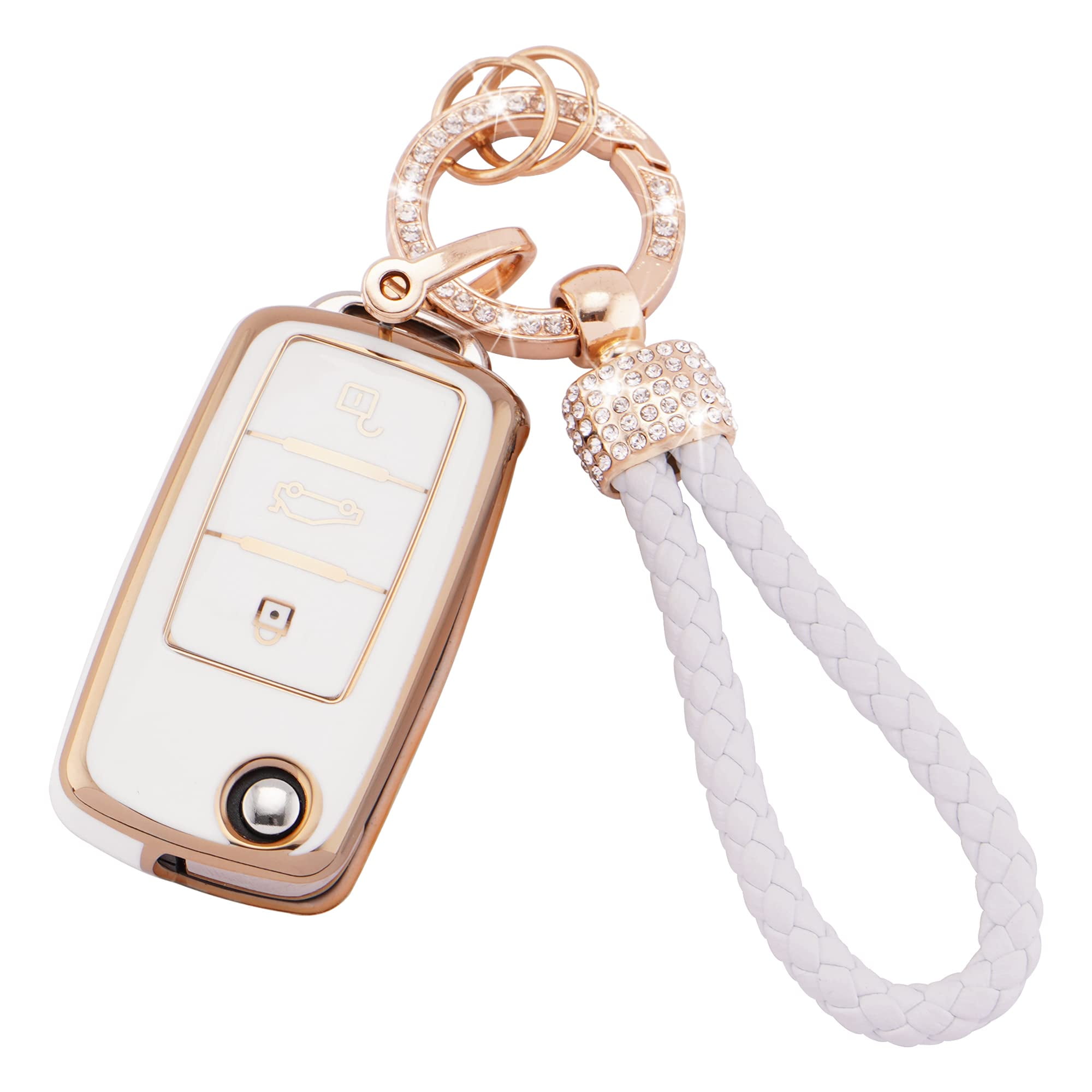 Soft TPU 3-Button Key Fob Cover with Lanyard Keychain for Volkswagen ...