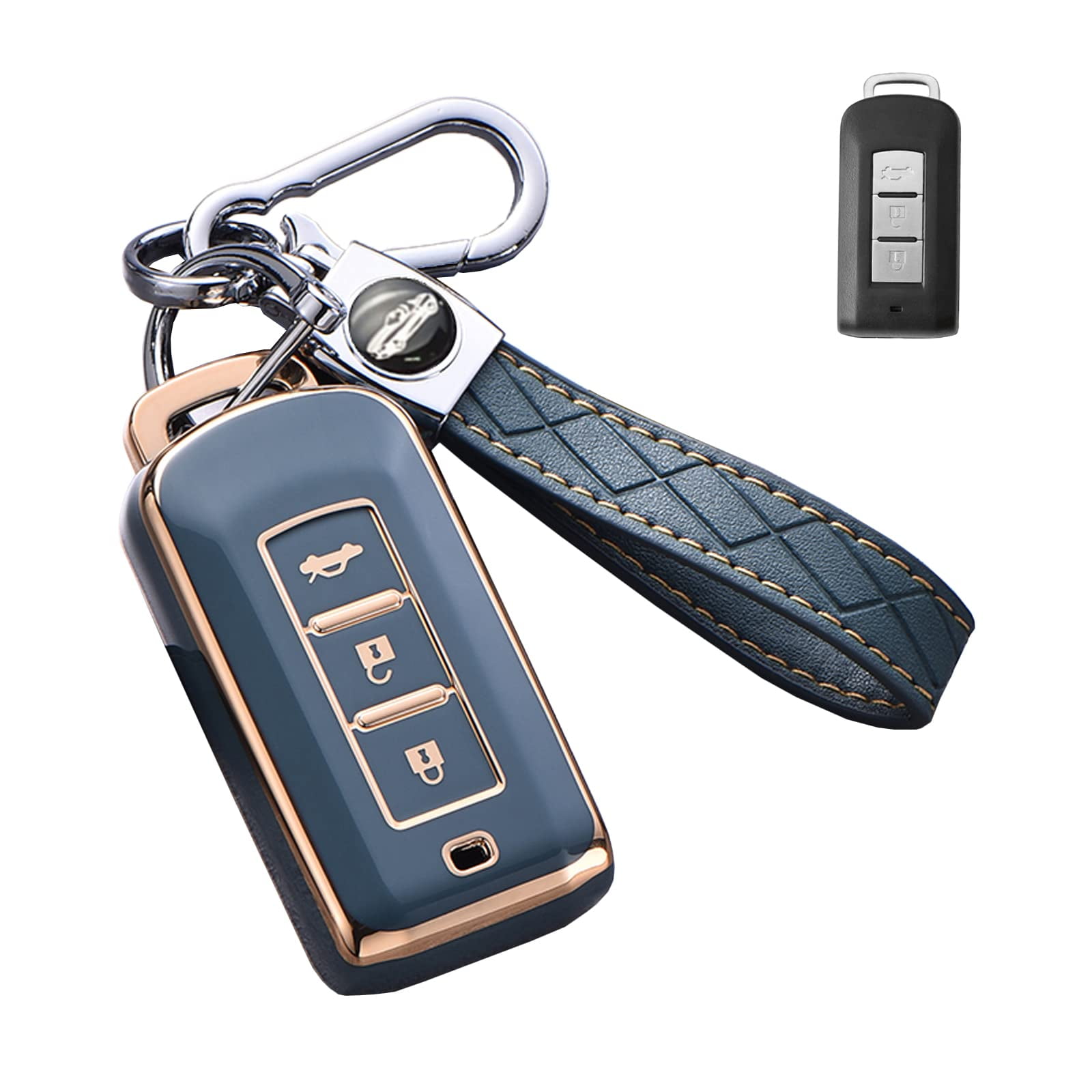 Soft TPU with Gold Edge Smart Key Fob Cover for Mitsubishi Outlander ...