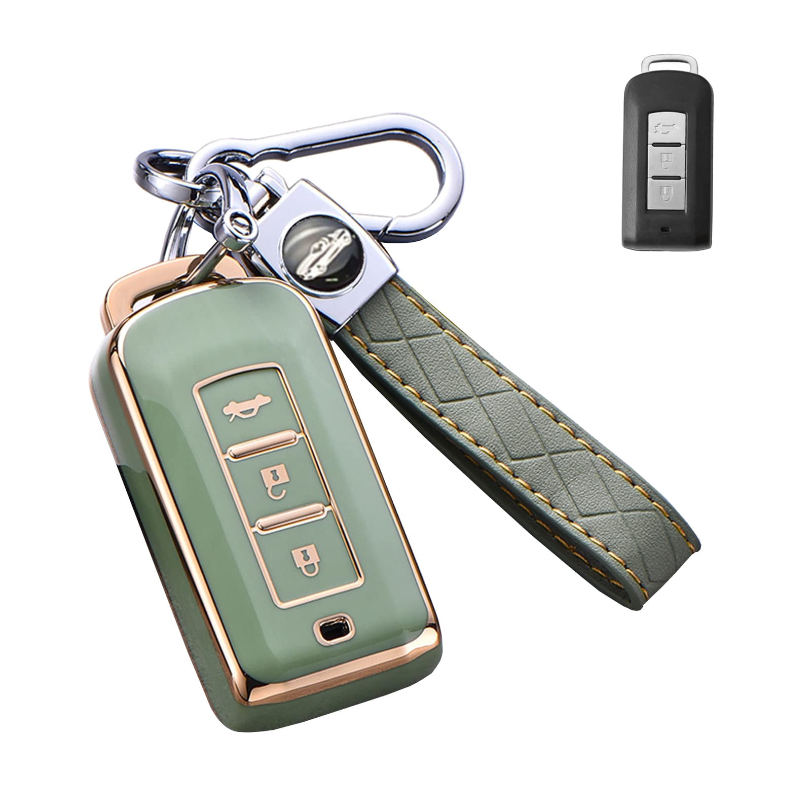 Soft TPU with Gold Edge Smart Key Fob Cover for Mitsubishi Outlander ...