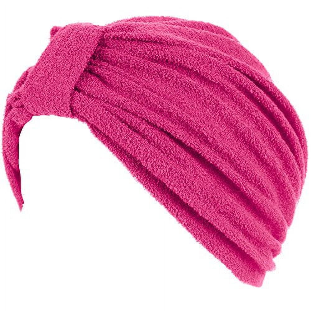 Soft Terry Cloth Turban Head Cover with Reversible Knot or Button Front ...