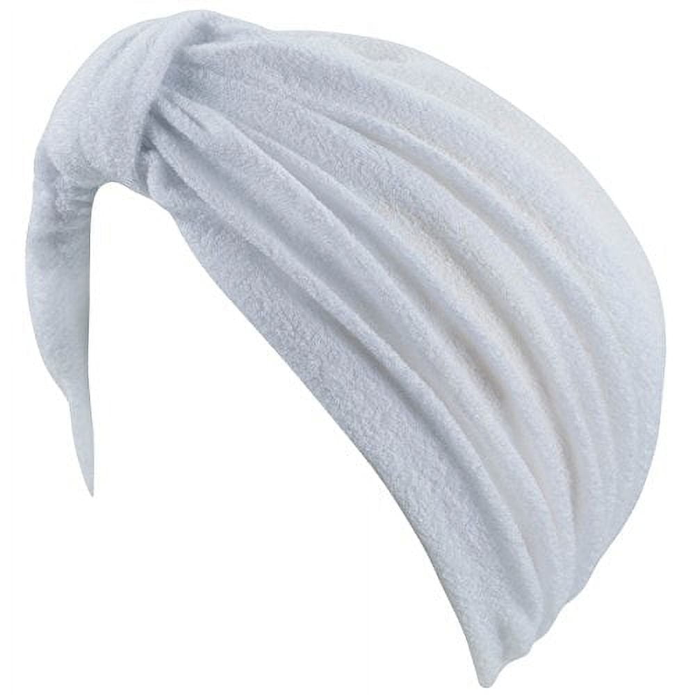 Soft Terry Cloth Turban Head Cover with Reversible Knot or Button Front ...