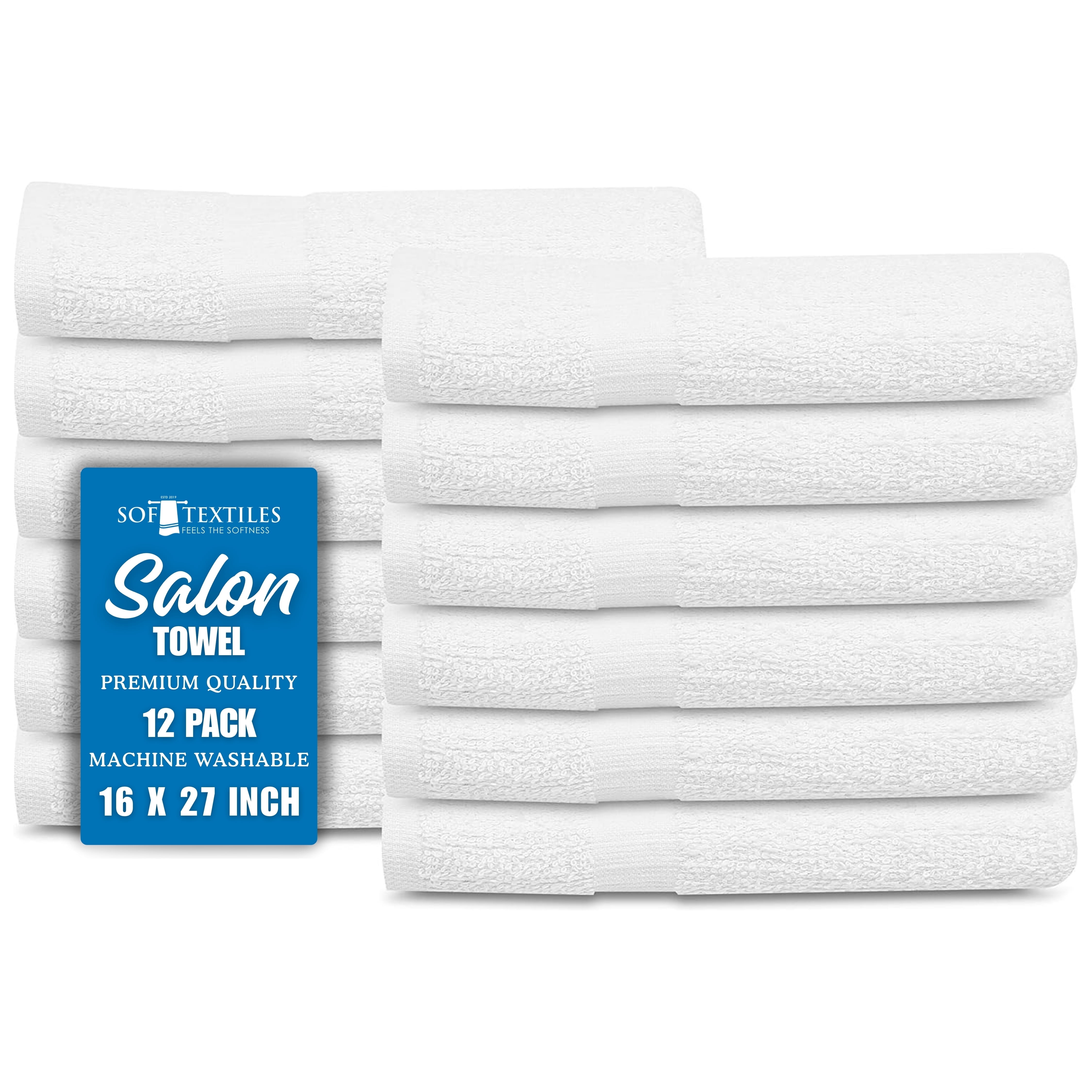 Soft Textiles Bulk 12 Pack White Bathroom Hand Towels, 100% Cotton ...