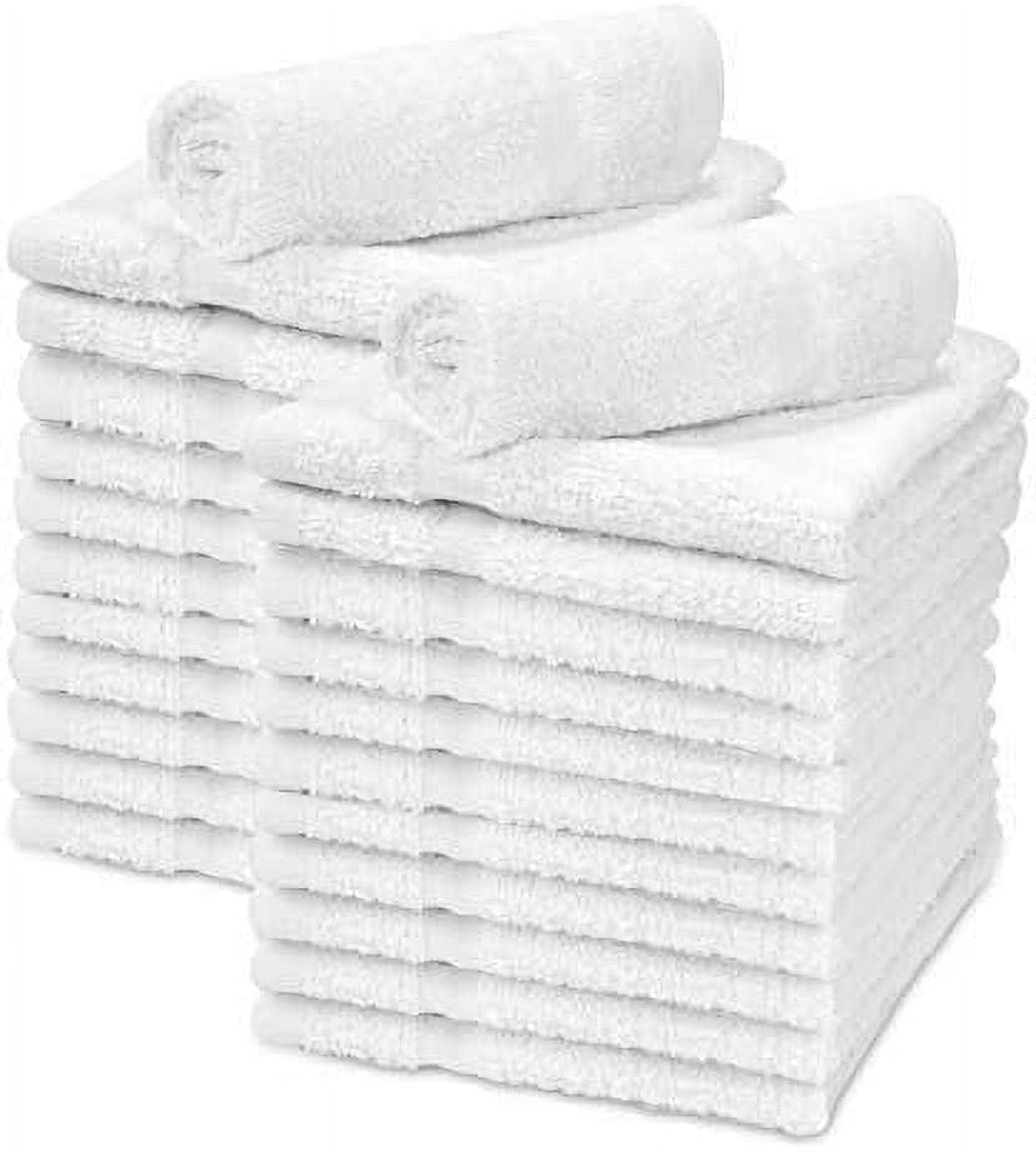 Soft Textiles 24-Pack White Washcloth Set, 100% Cotton Baby Face Towels ...