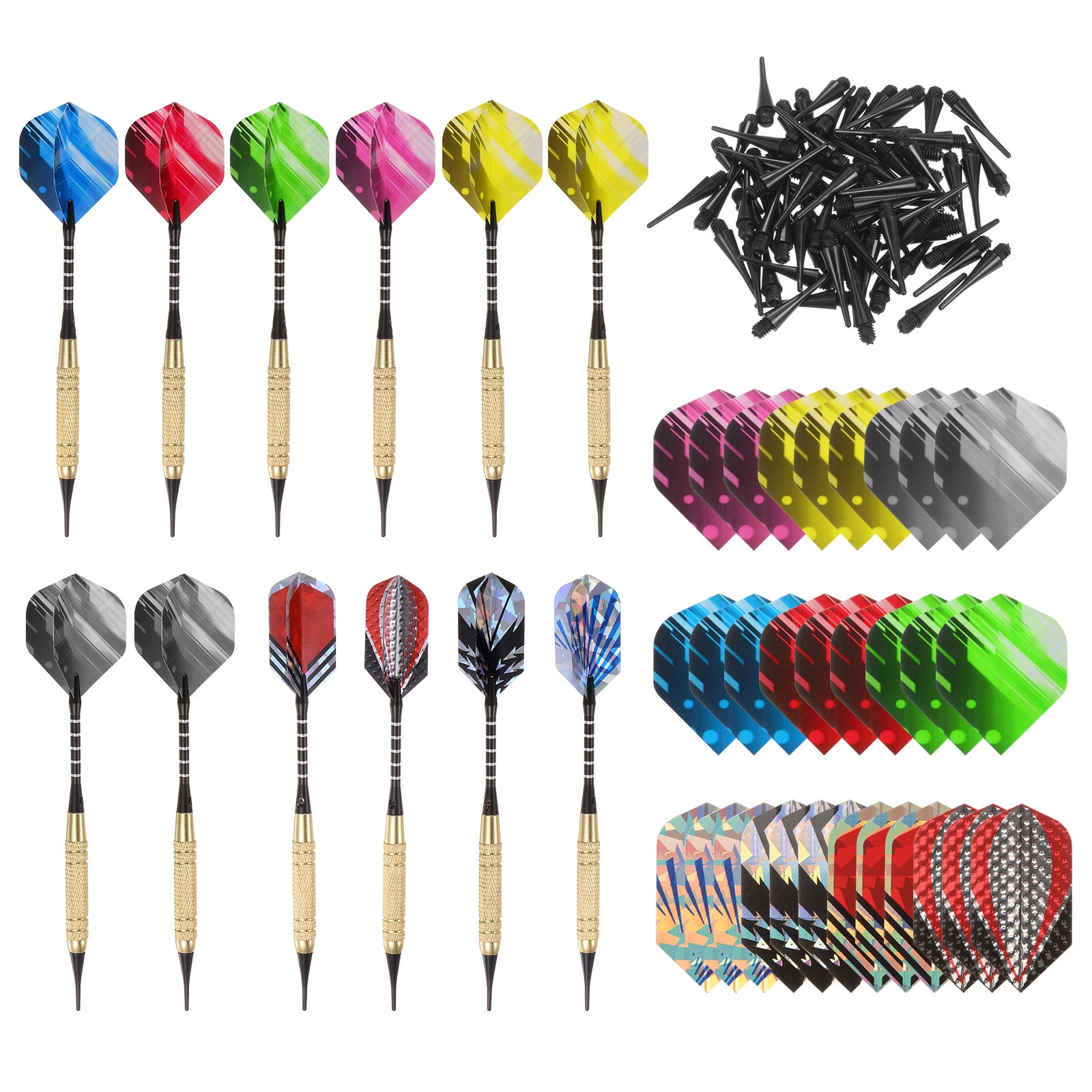 Soft Tip Darts Set- 12Pcs Plastic Tip Darts 100 Extra Dart Tips 18 Dart ...
