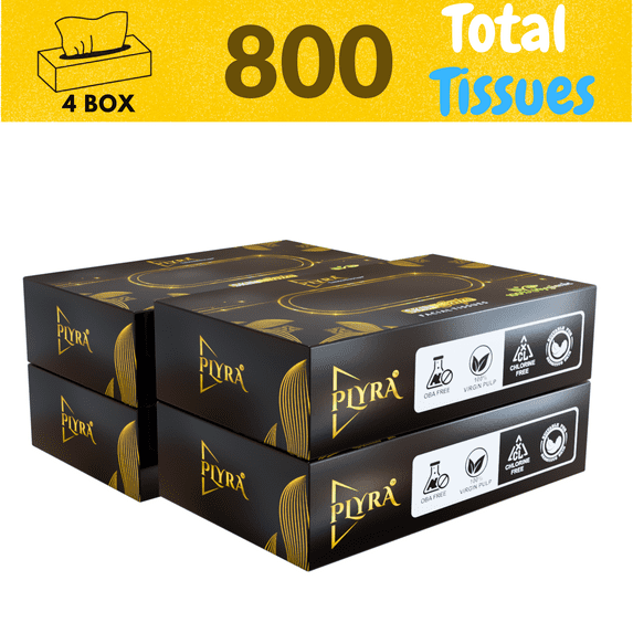 Soft Tissues by Plyra for Men & Women – 2-Ply Facial Tissue Pack of 4 ...