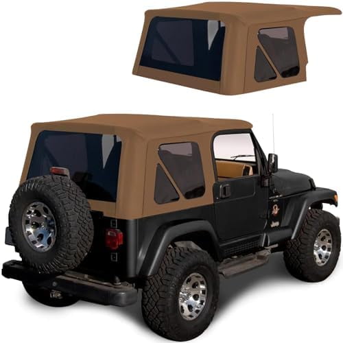 Soft Top for 1997 to 2006 Jeep Wrangler TJ - Saddle, Sailcloth Vinyl ...
