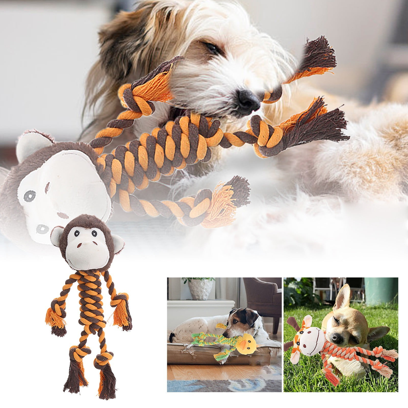 Soft Tough Indestructible Dog Chew Toys for Aggressive Chewers Interactive Squeaky Puppy ...