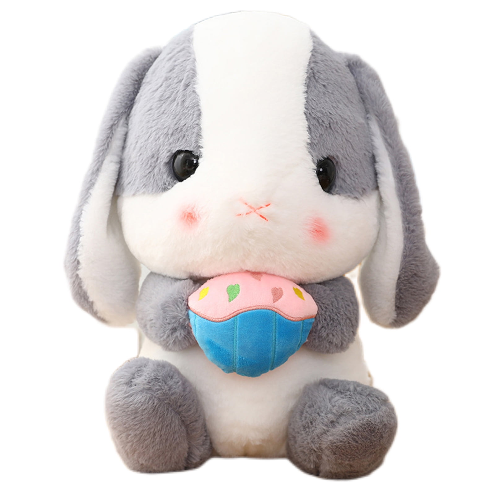 Soft Toy - Long Eared Rabbit Sitting, Easter White Rabbit With Carrots ...