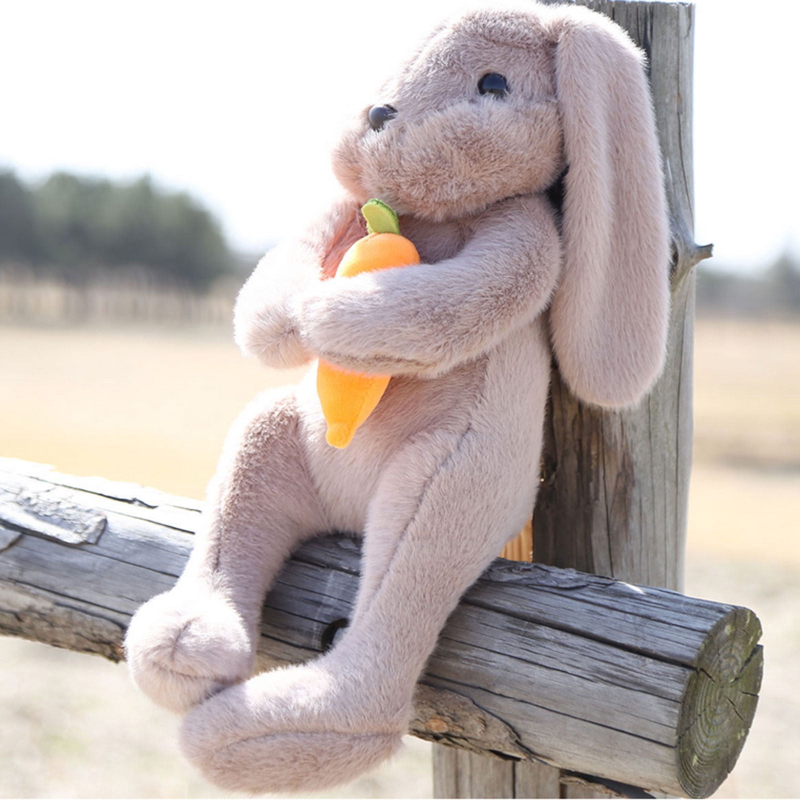 Soft Toy - Sitting Lop Eared Rabbit, Easter Rabbit Stuffed Bunny Animal with Carrot Soft Plush ...