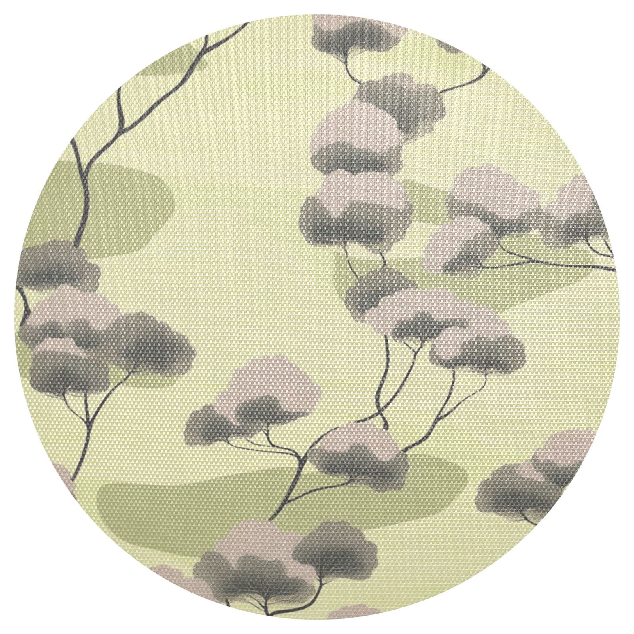 Soft Trees on Yellow Background 4-Piece 15.4in Heat-Proof PVC Plate ...