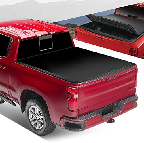 Soft Tri-Fold Truck Bed Tonneau Cover Compatible with 2007-2018 Chevy ...