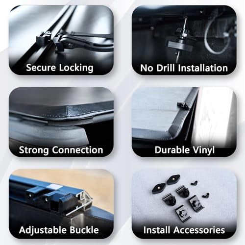 Soft Tri-Fold Truck Bed Tonneau Cover Compatible for 2019-2024 Ford ...