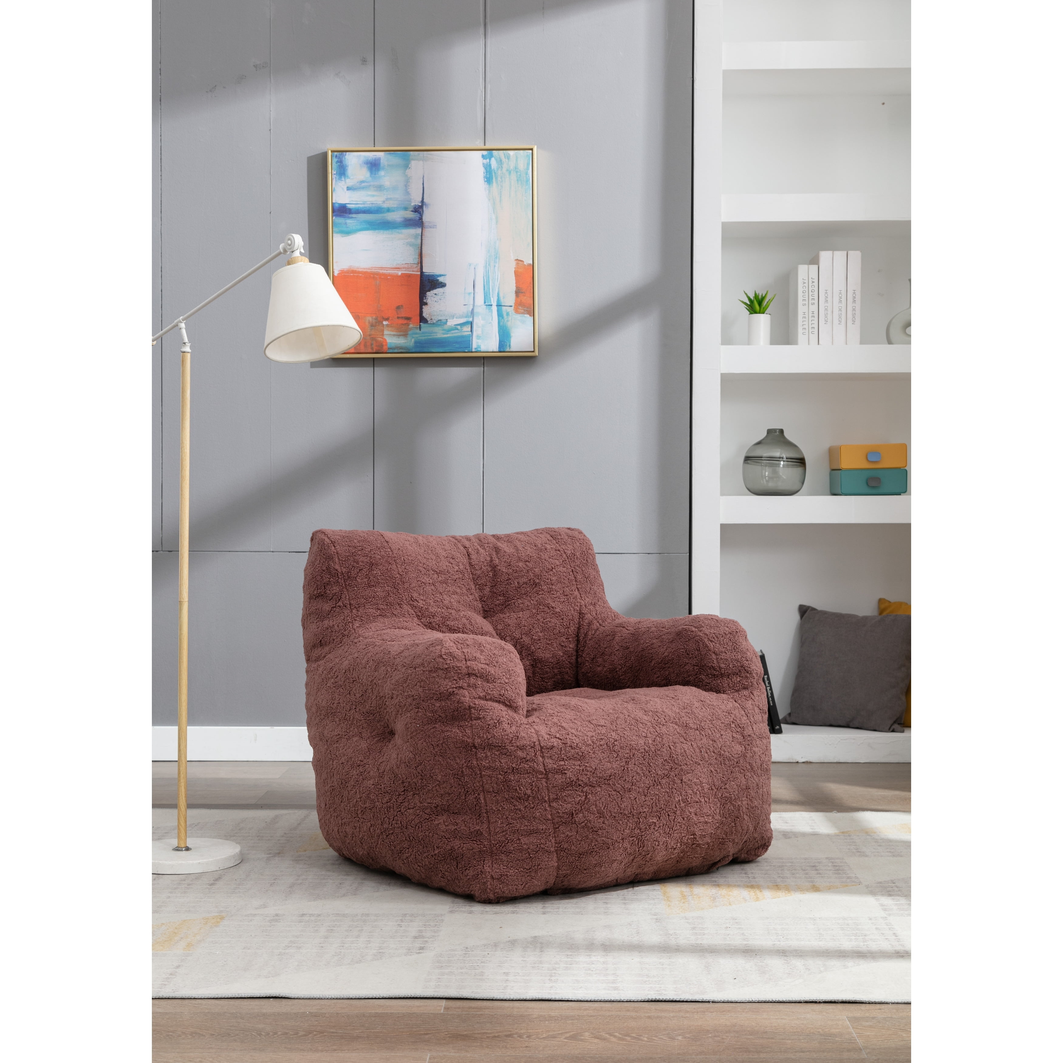 Soft Tufted Foam Bean Bag Chair Bean paste red - Walmart.com