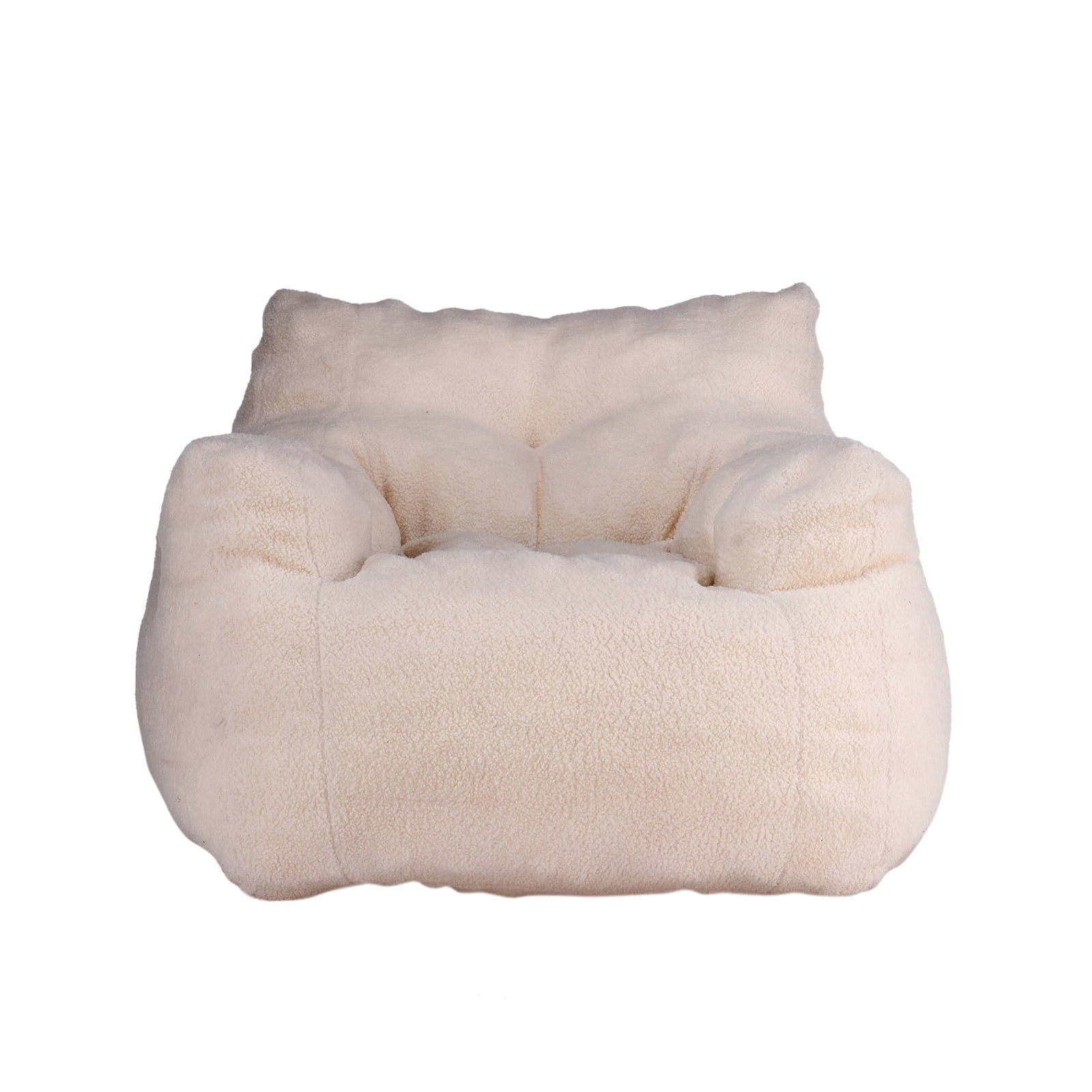 Soft Tufted Foam Bean Bag Chair With Teddy Fabric, Ergonomic Backrest ...