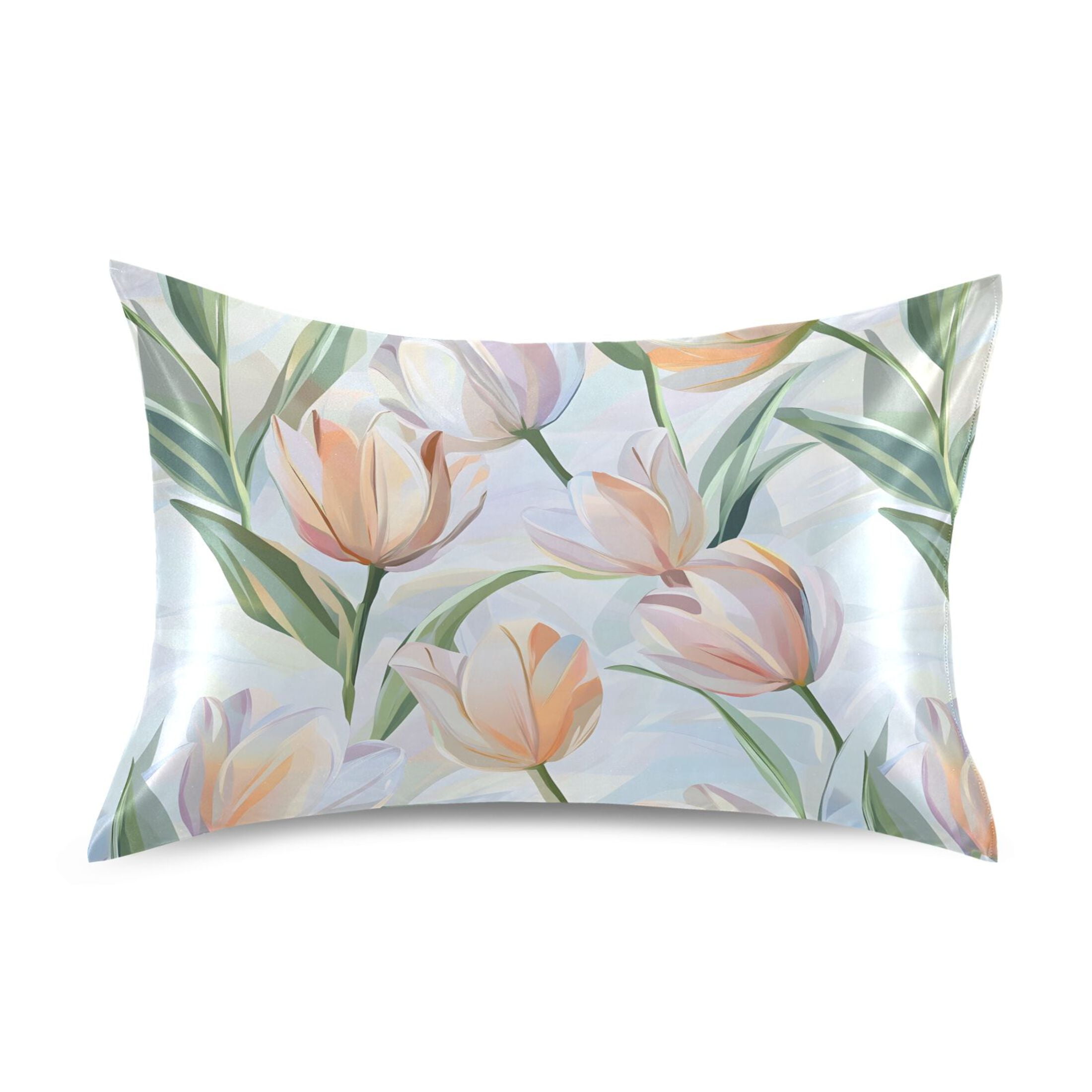 Soft Tulip Pattern Pillowcase Standard Size Luxury Silky Soft Wrinkle ...