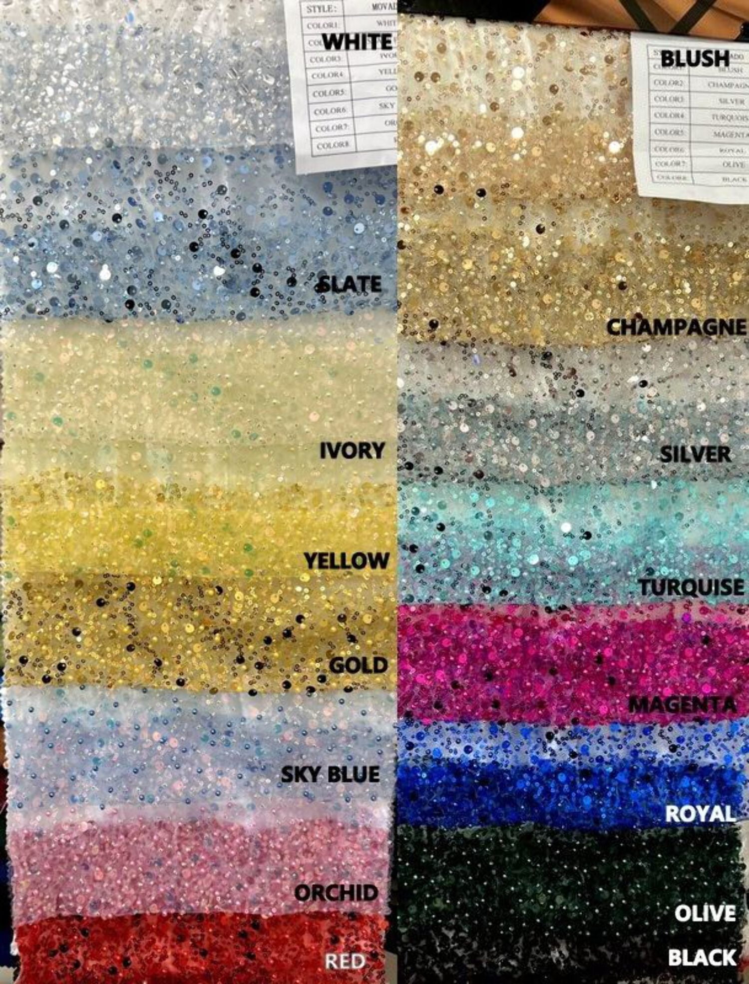 Soft Tulle Mesh Fabric Heavily Embellished with Sequins, Beads Pearls ...