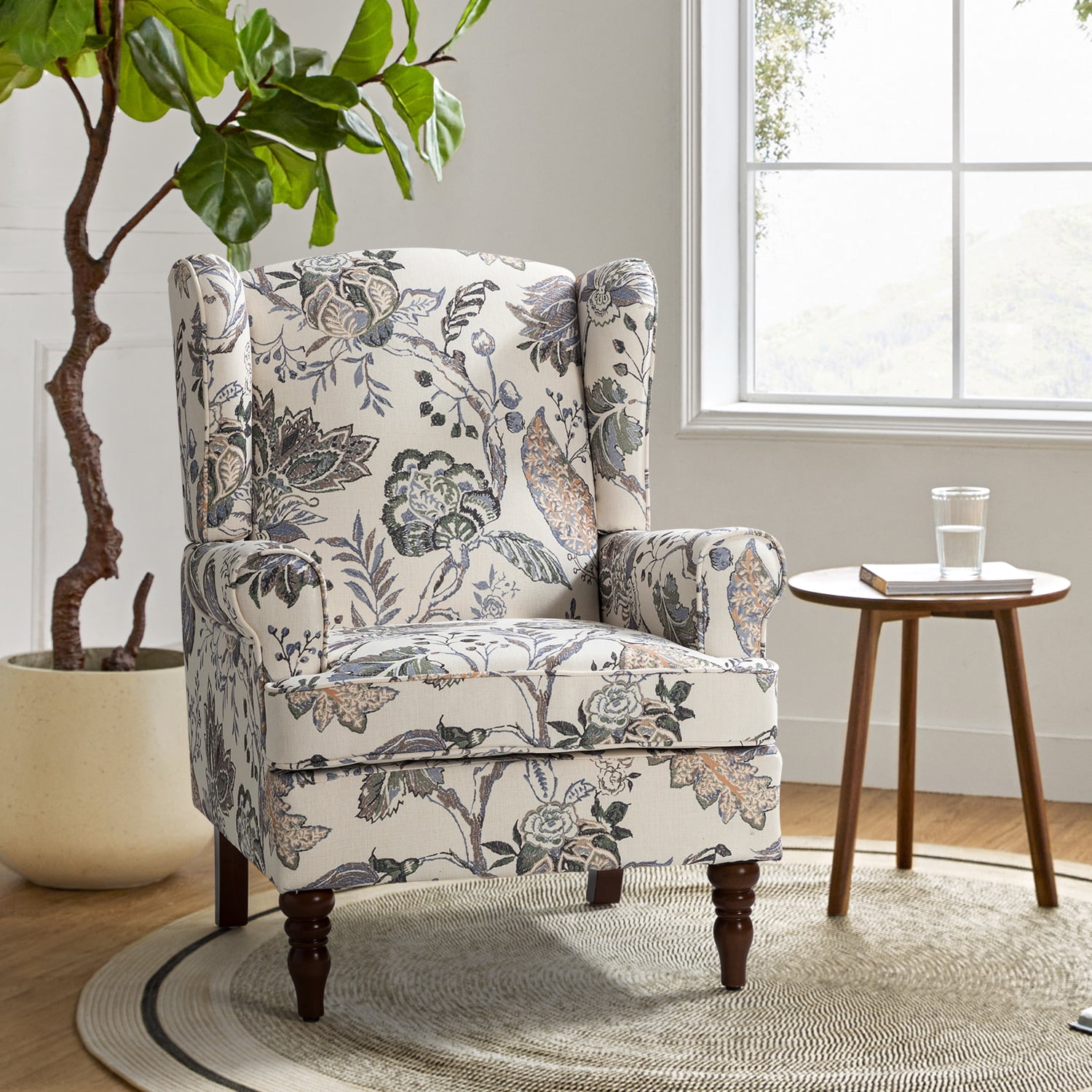 14 Karat Home Green Upholstered Armchair with Cozy Foam, Wingback ...
