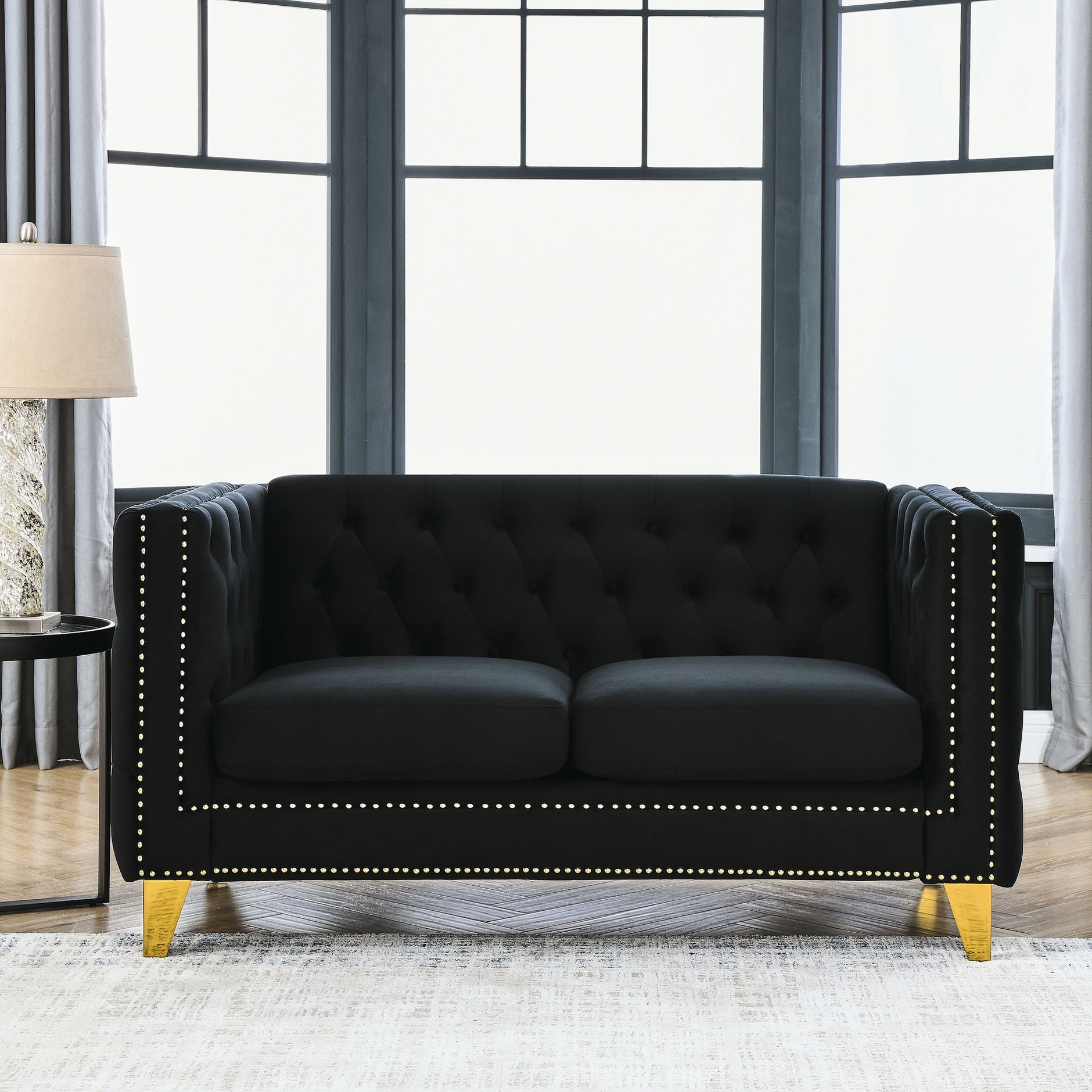Soft Velvet 2-Seat Sofa+Curved Spring Support”-“Evening Relaxing ...
