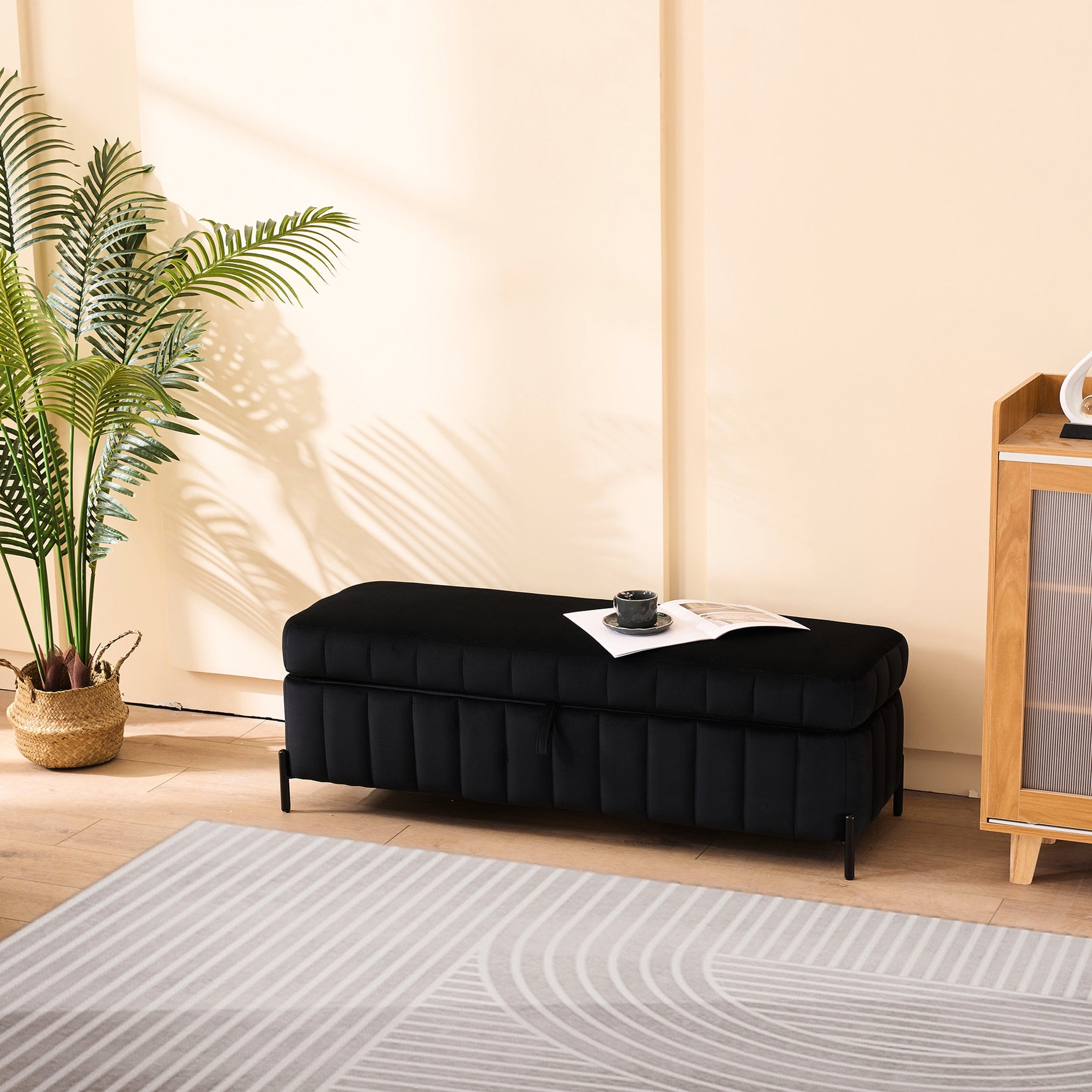 Soft Velvet Bench with Storage Compartment, 275 LBS Capacity - Enjoy ...