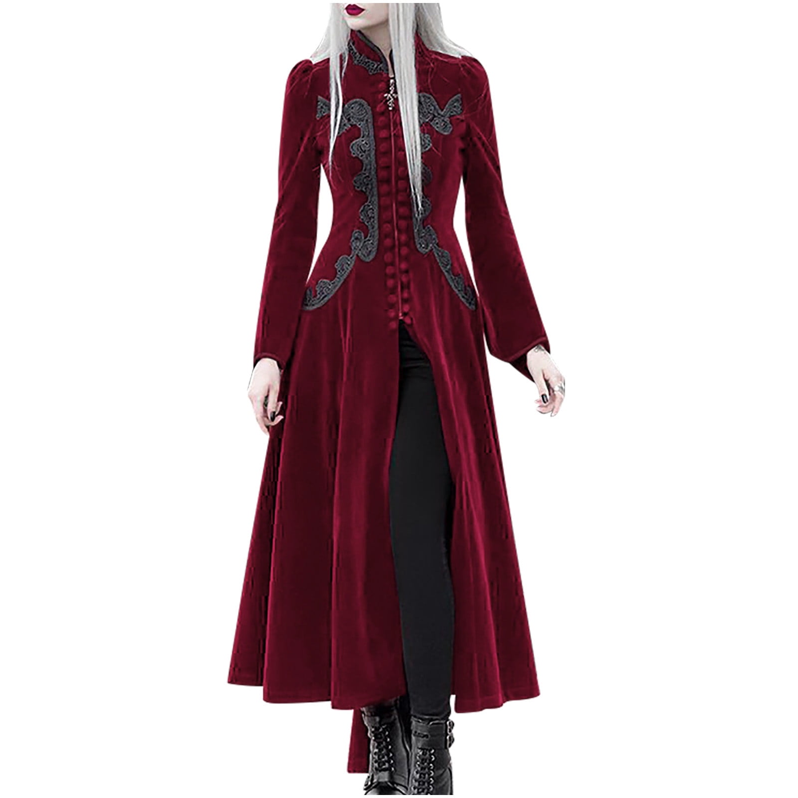 Soft Velvet Gothic Dress Womens Fashion Medieval Costume Long Sleeve ...