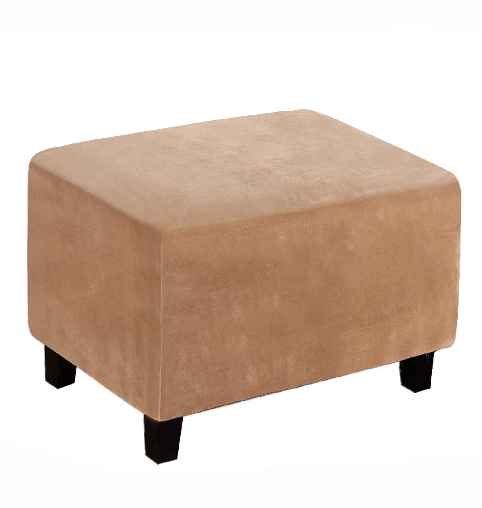Soft Velvet Stretch Ottoman Cover, Rectangle Removable Footstool Cover ...