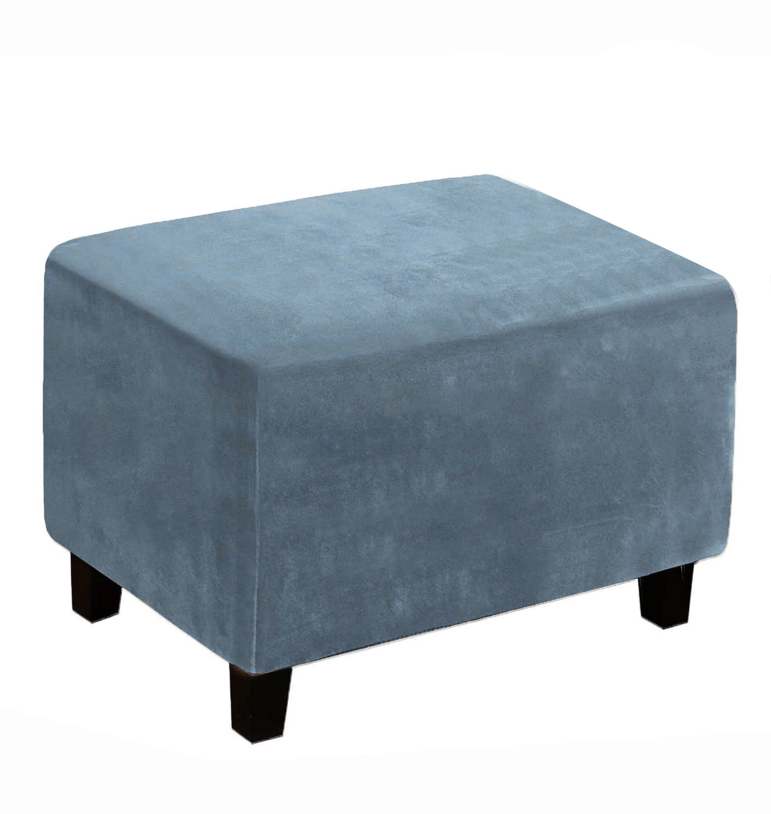 Soft Velvet Stretch Ottoman Cover, Rectangle Removable Footstool Cover ...