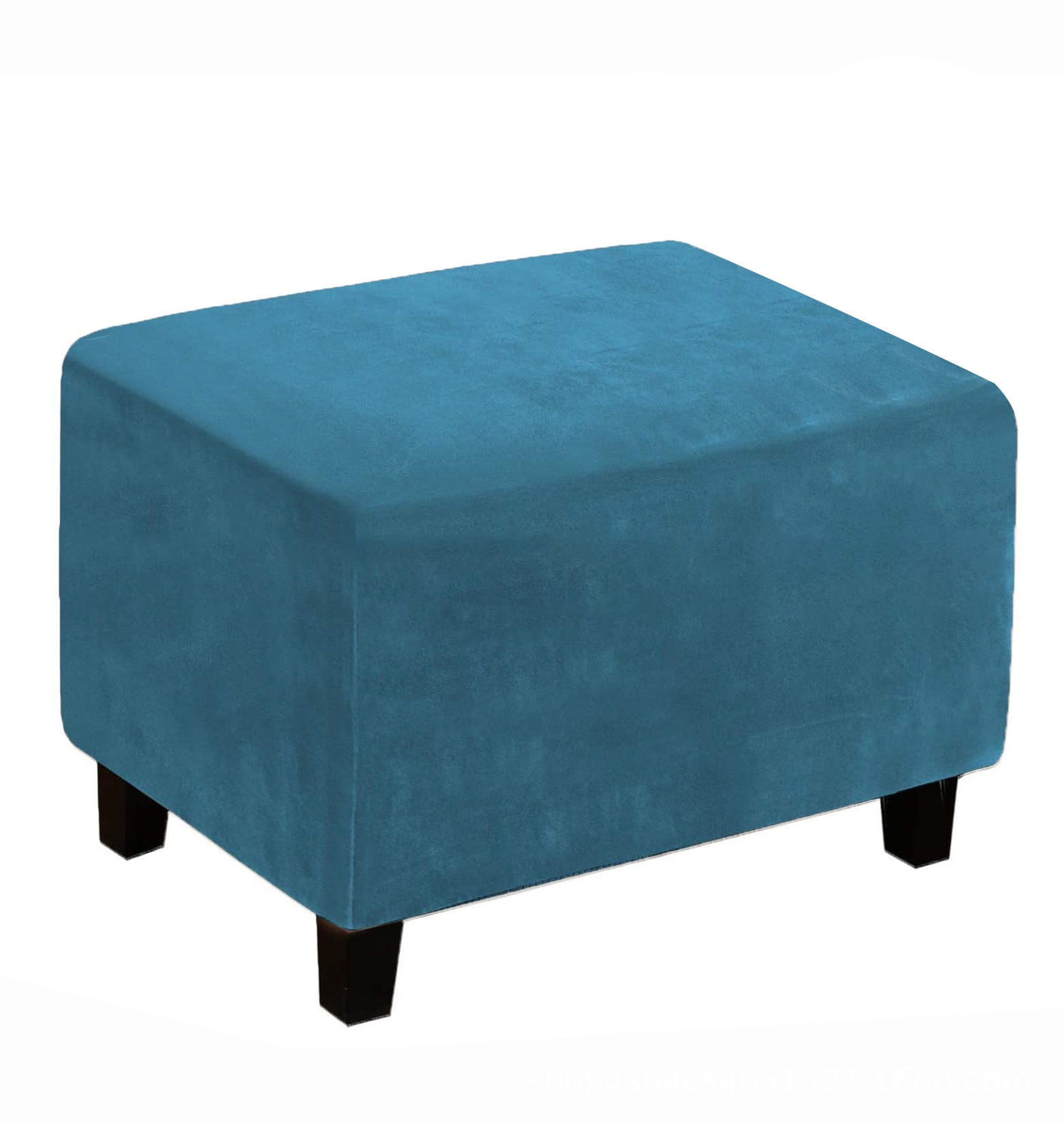 Soft Velvet Stretch Ottoman Cover, Rectangle Removable Footstool Cover ...