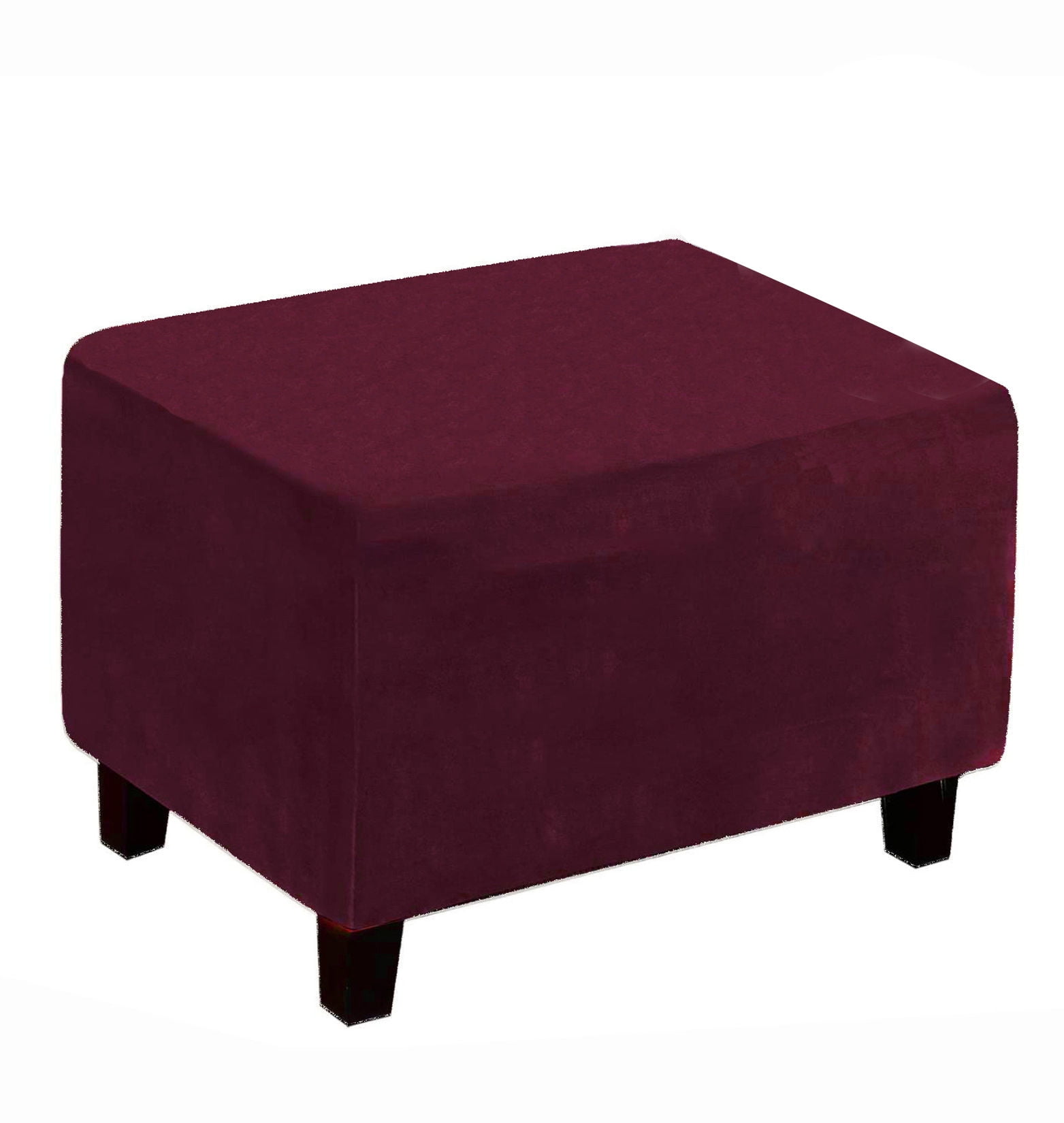 Soft Velvet Stretch Ottoman Cover, Rectangle Removable Footstool Cover ...