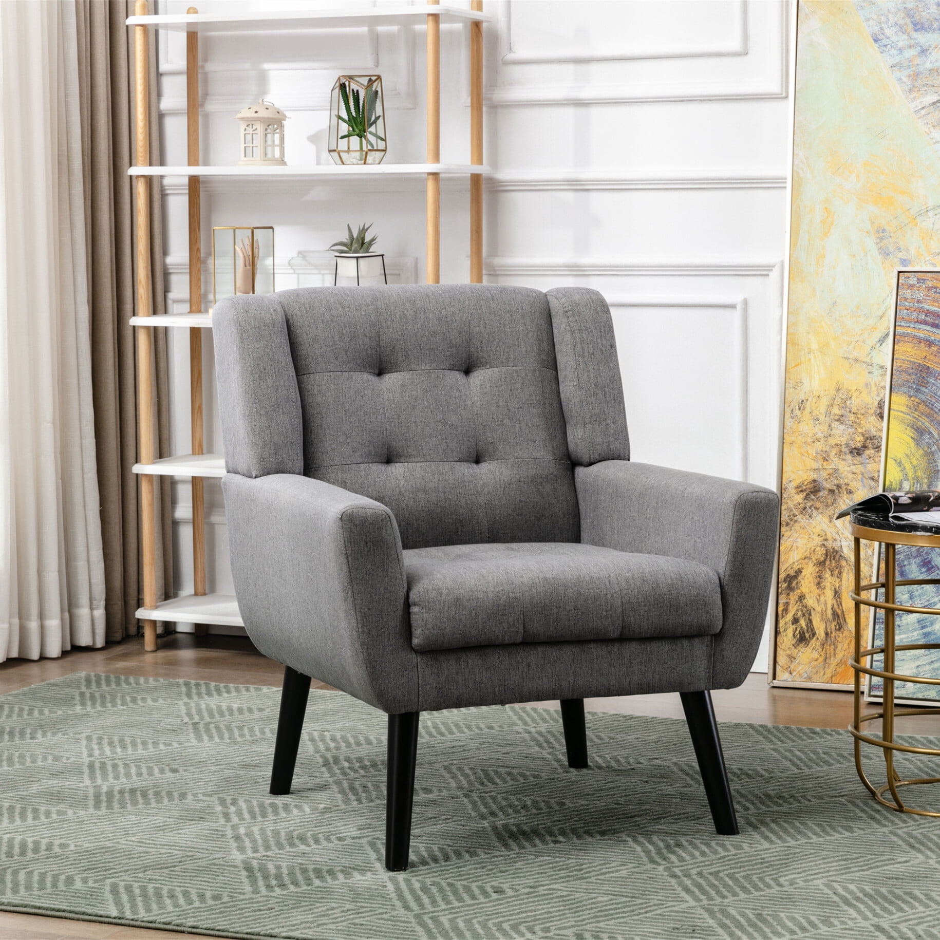 Soft Velvet Upholstered Chair, Modern Ergonomics Accent Chair with ...