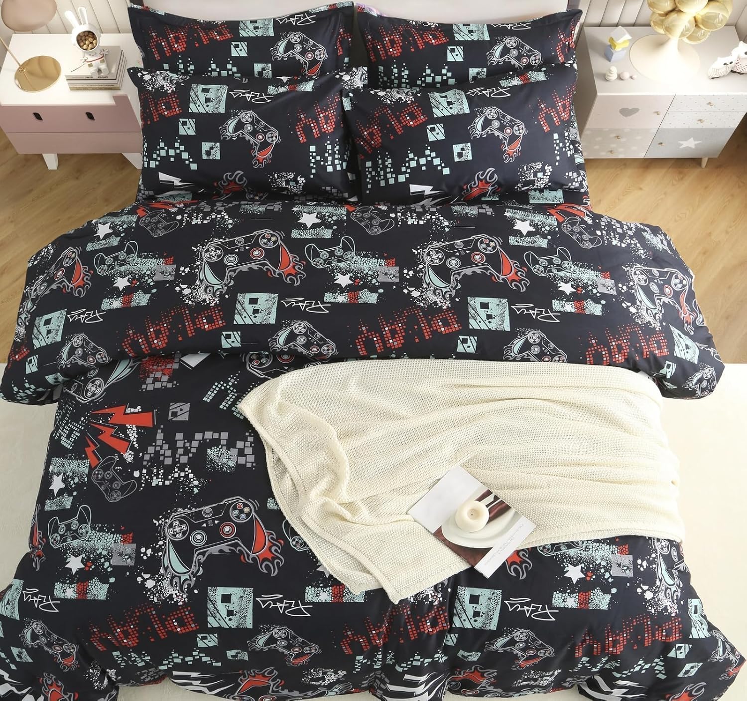 Soft Video Game Comforter Pack for Boys - 7PCS Full Size Gaming Bedding ...
