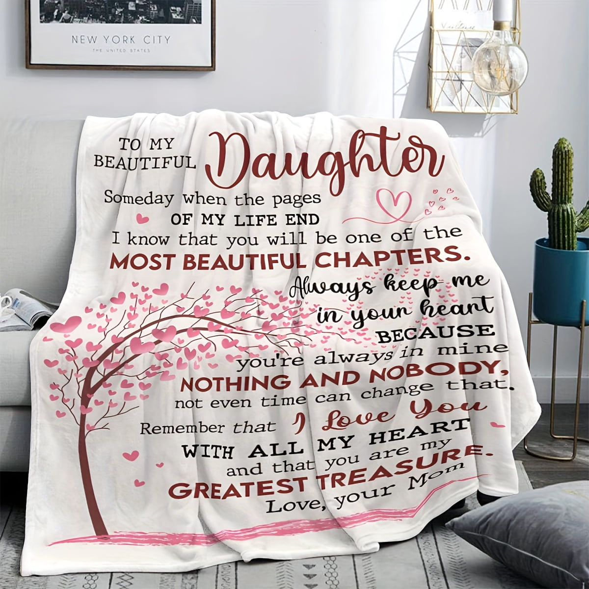 Soft and Warm Flannel Cherished Embrace Throw Blanket with ...