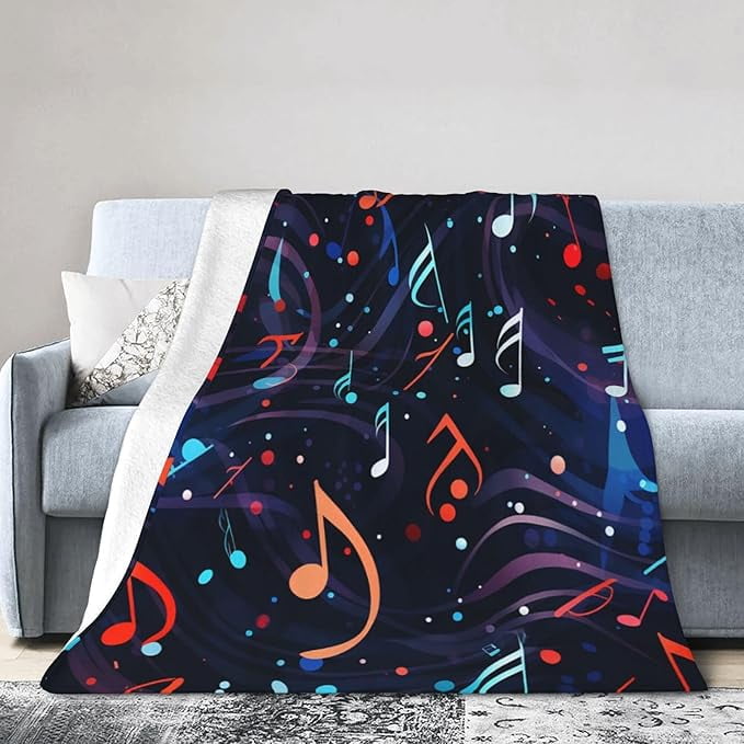 Soft Warm Throw Blanket For Couch Living Room Music Notes Musical ...