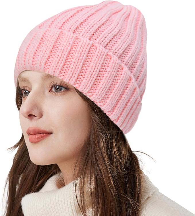 Soft Warm Winter Hats for Women, Knit Beanie Hat, Ski Stocking Cuffed ...