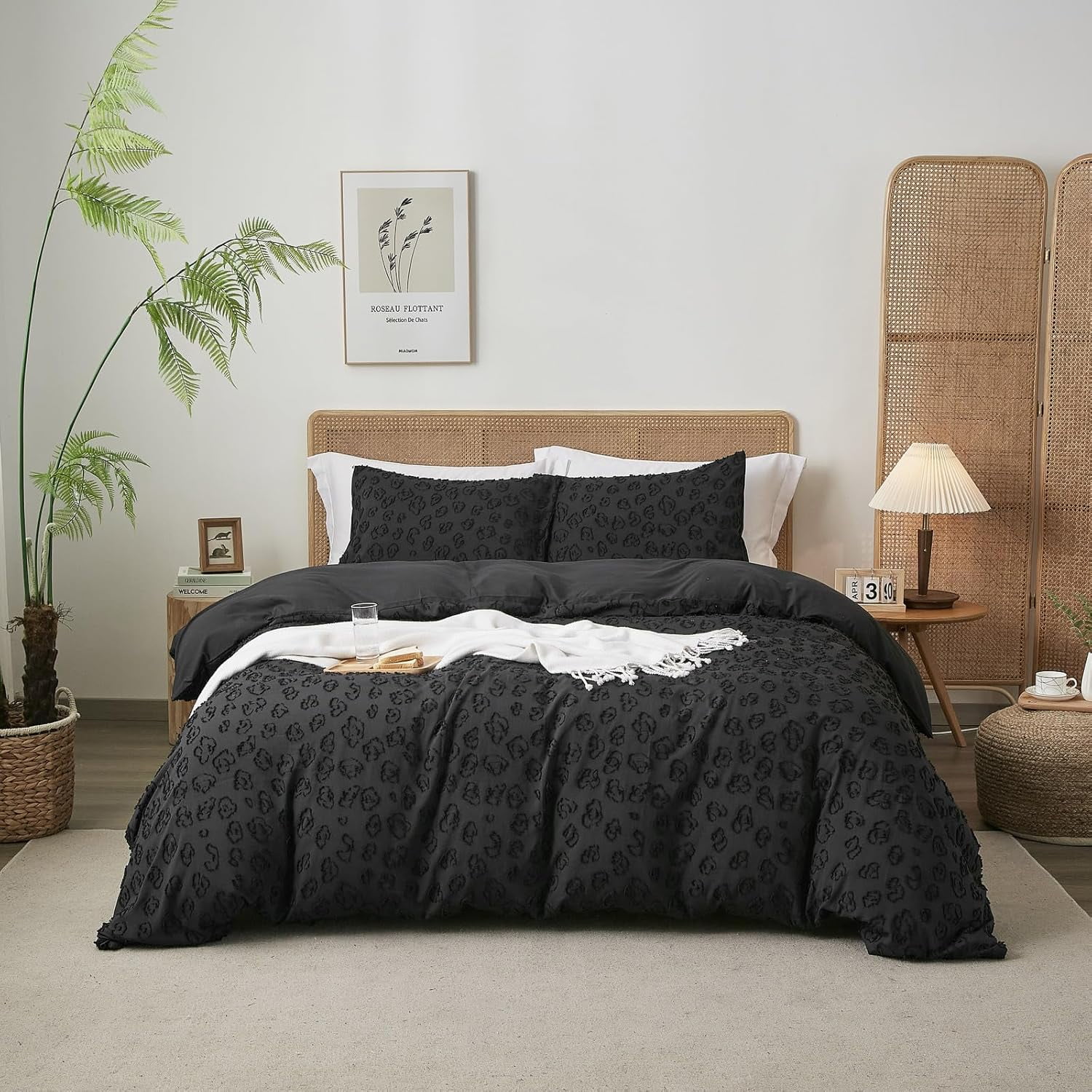 Soft and Washed Microfiber Duvet Cover Set Queen Size, Tufted Duvet ...