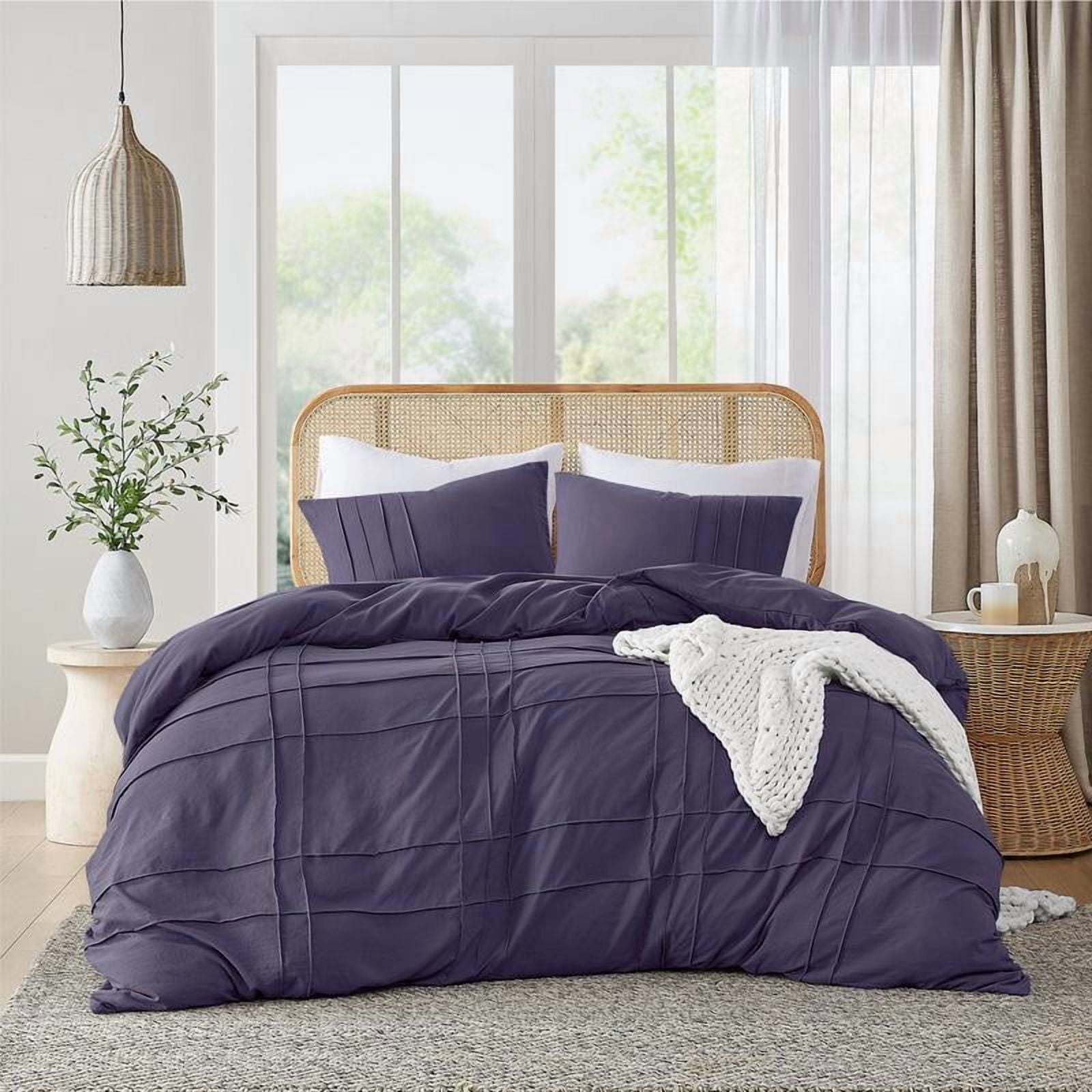 Soft Washed Pleated Bedding Sets with Pintuck Pleated Design, Comforter ...
