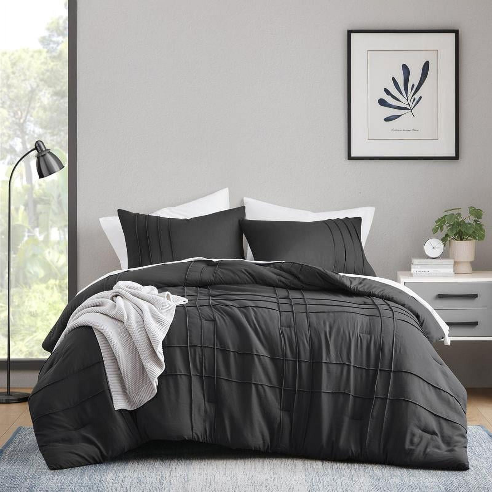 Soft Washed Pleated Comforter Set, Pintuck Pleated Farmhouse Bedding ...