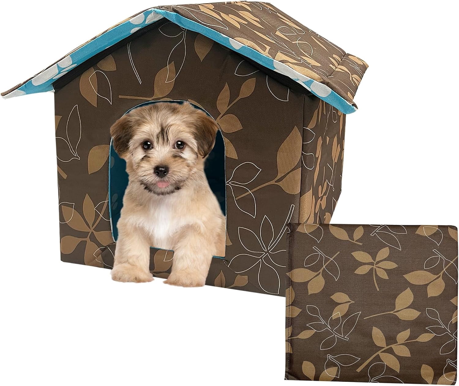Soft Waterproof Dog House Pets with Pad Foldable Cool Cave Sleeping Bed ...