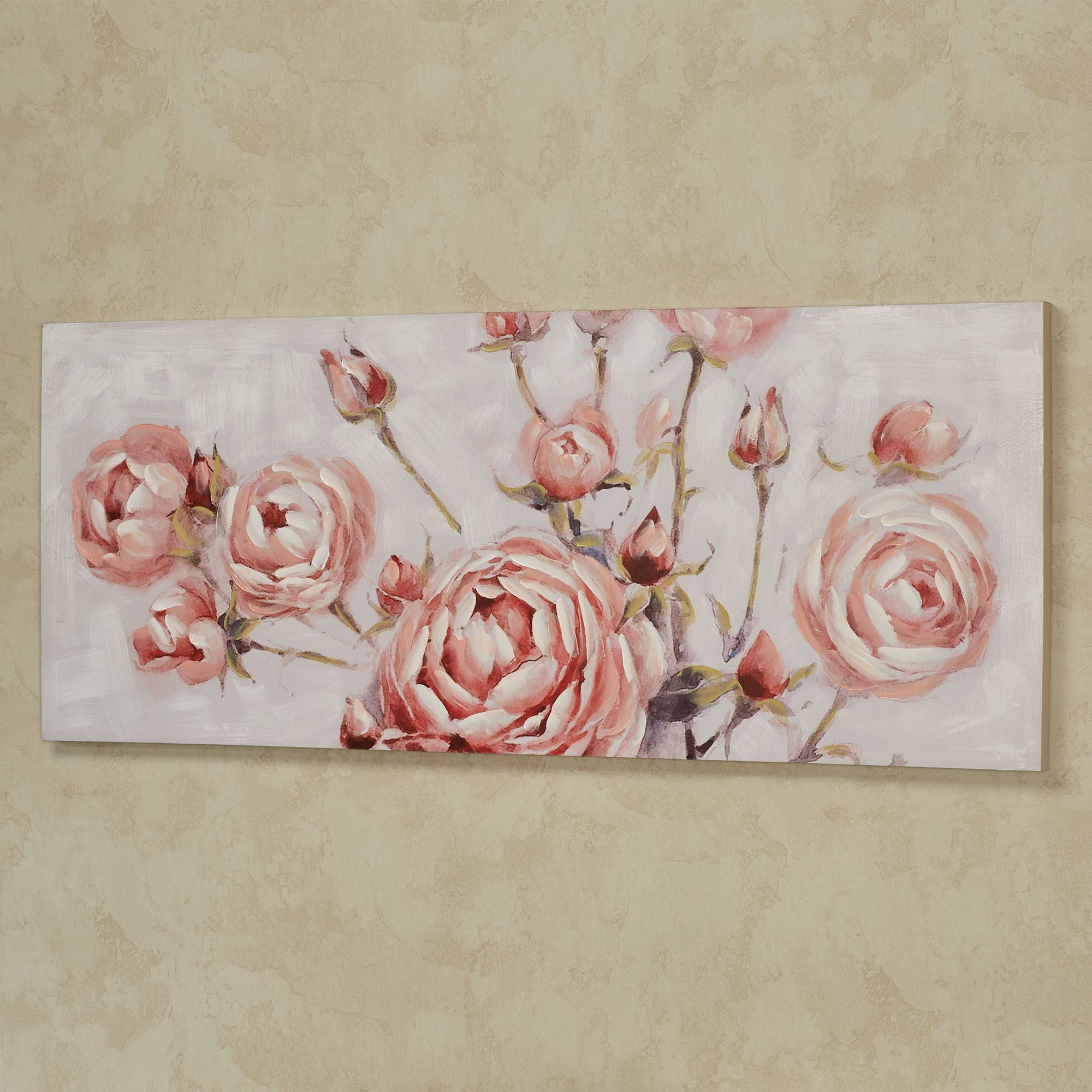 Soft Whisper Blush Pink Roses Floral Canvas Wall Art 53 Inches Wide ...