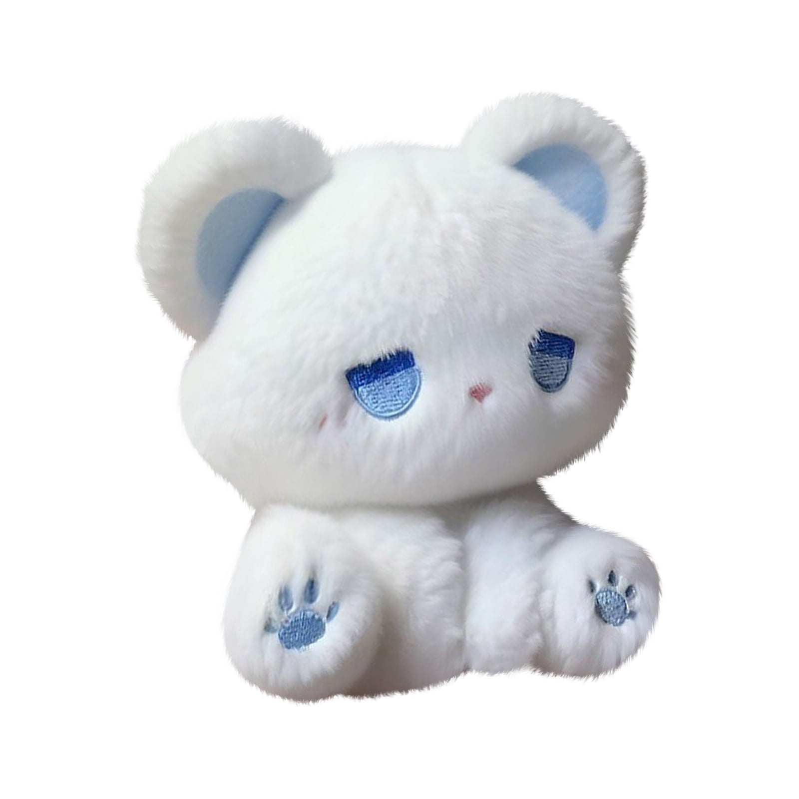 Soft White Cartoon Cat Plush Doll, Fluffy Stuffed Rag toy with ...