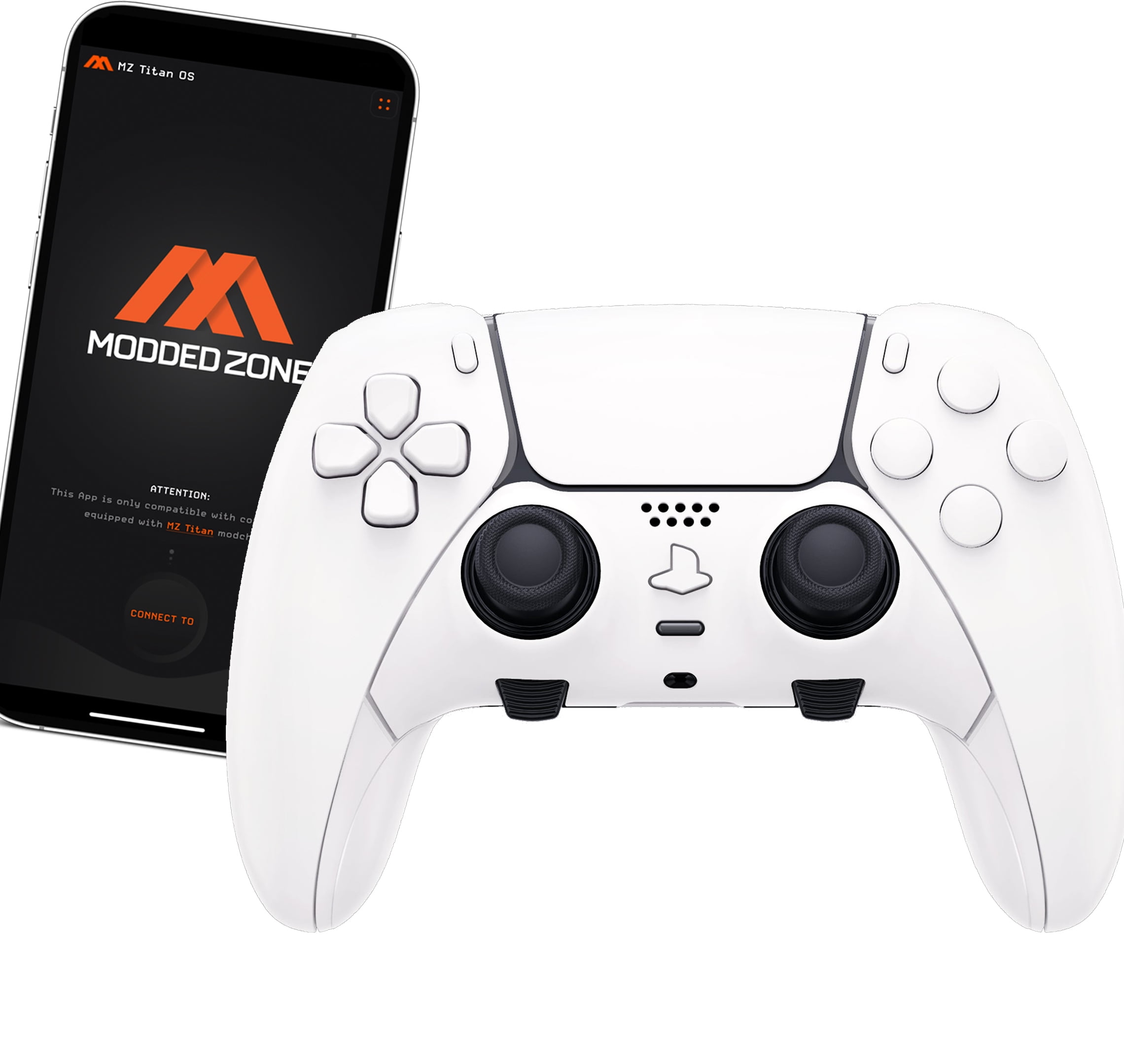 MODDEDZONE Soft White Custom EDGE Controller for PS5 & PC with Smart Anti-Recoil and Rapid Fire ...
