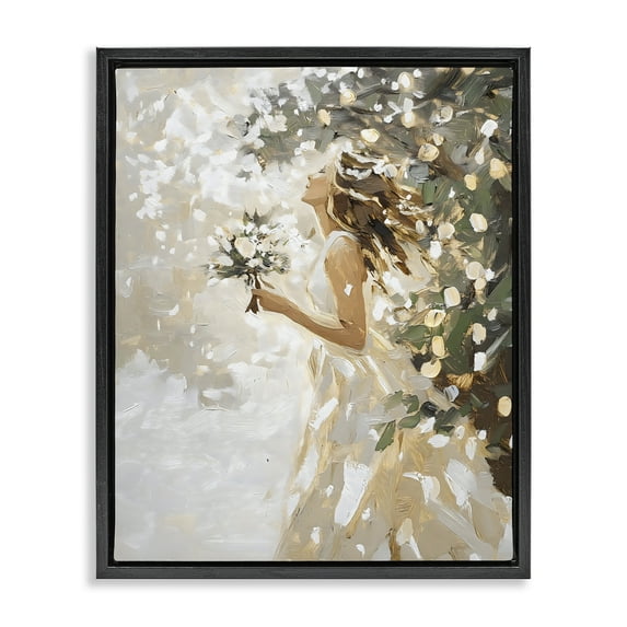 Soft White Snow Flurry Black Framed Floater Canvas Wall Art, design by ...