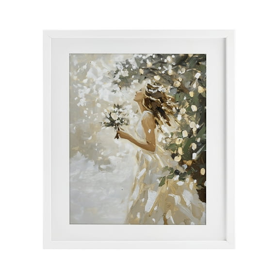 Soft White Snow Flurry White Framed Print Under Glass, design by LSR ...