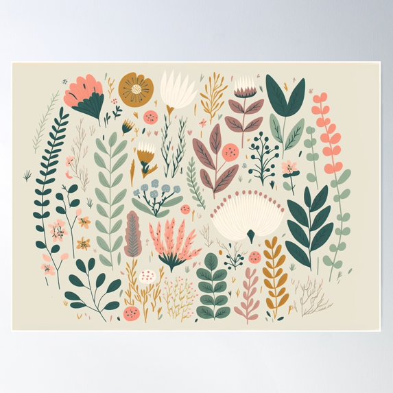 Soft Winter Bloom Poster Wall Art, Modern Wall Decor For Living Room ...