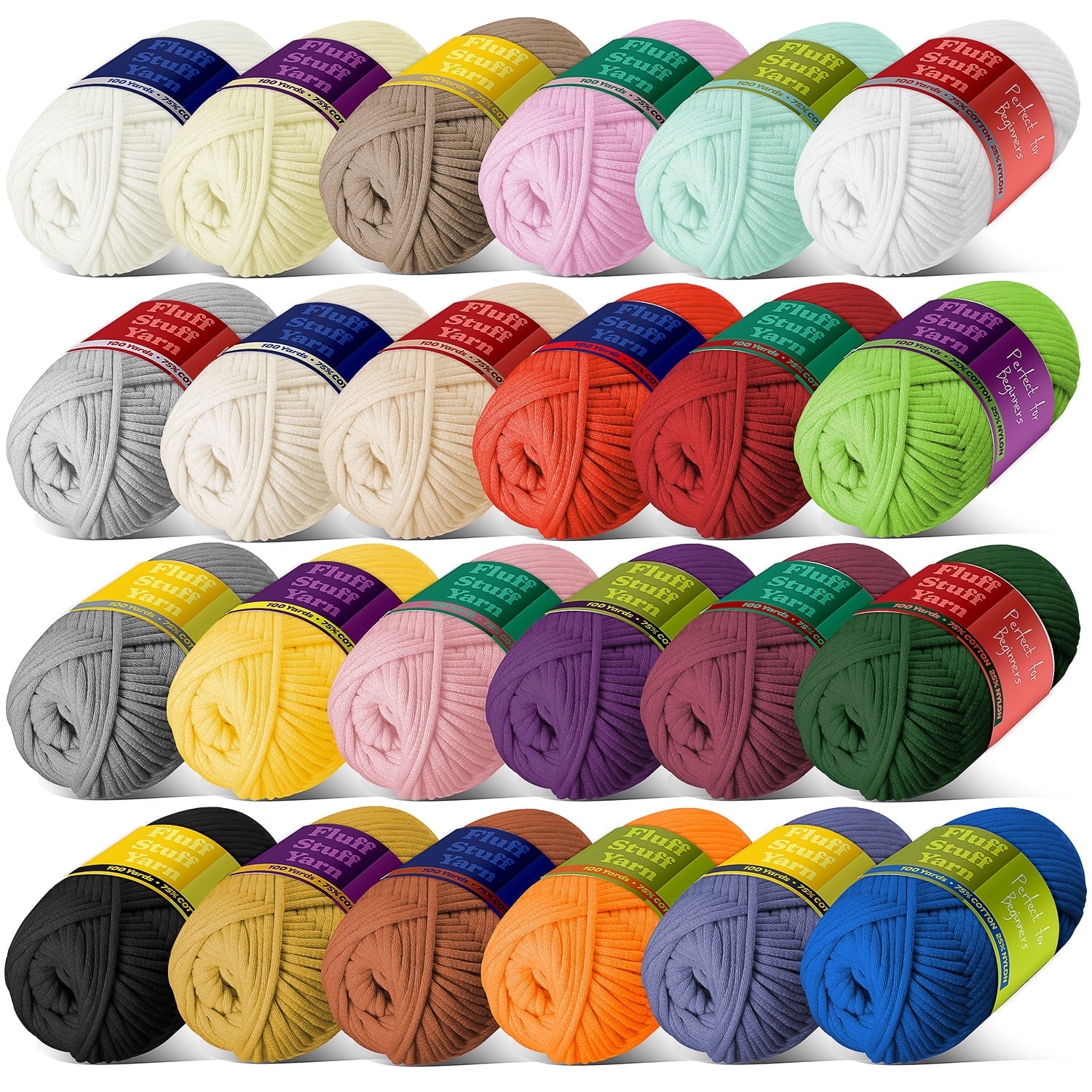 Craftbud Soft Yarn for Crocheting & Knitting, 24 x 50g - 2400 Yards ...