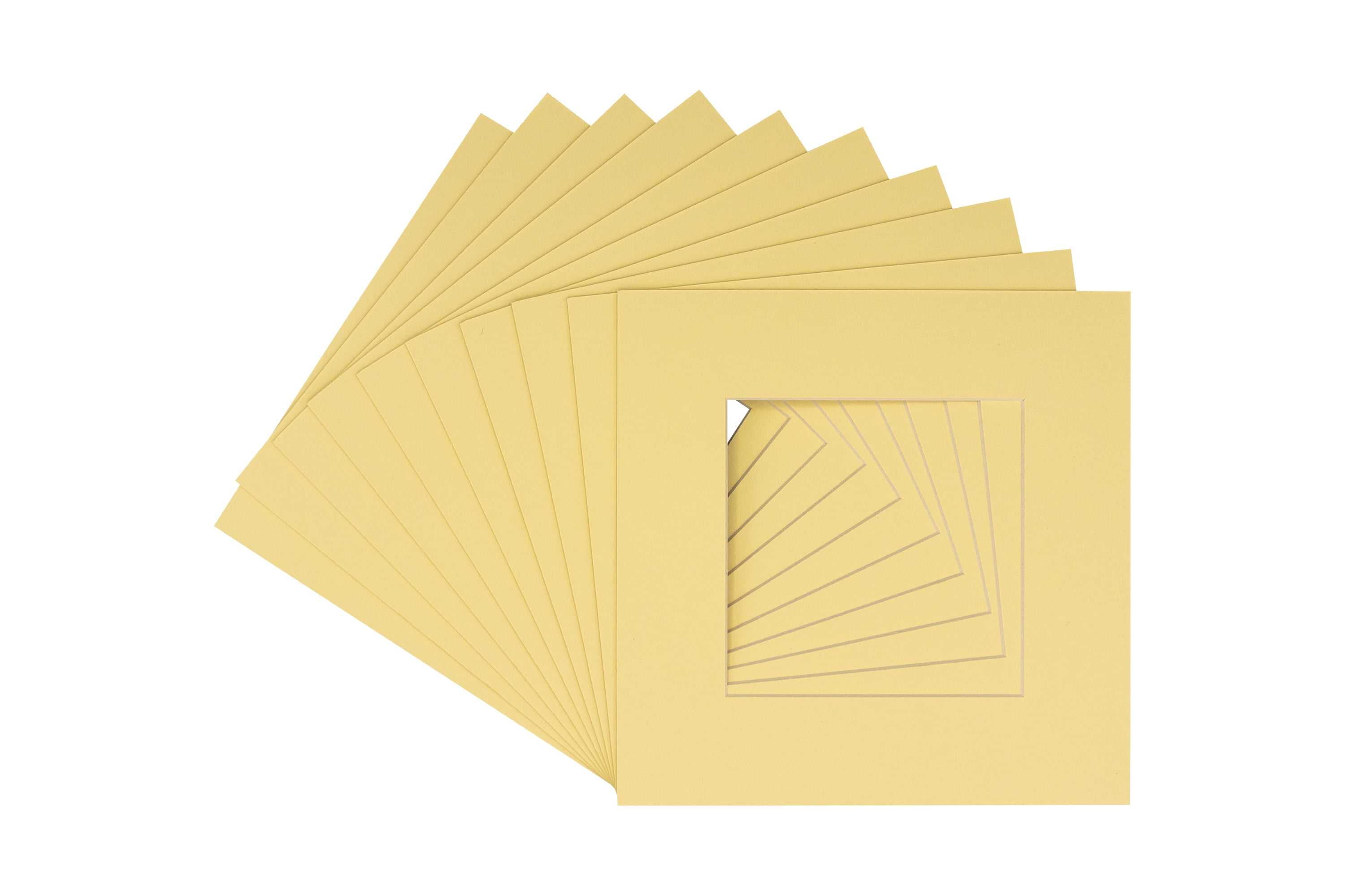 Soft Yellow Acid Free 20x20 Picture Frame Mats with White Core Bevel ...