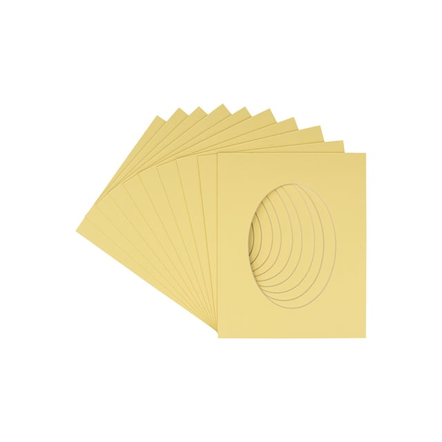 Soft Yellow Acid Free 6x7.5 Oval Picture Frame Mat with White Core ...