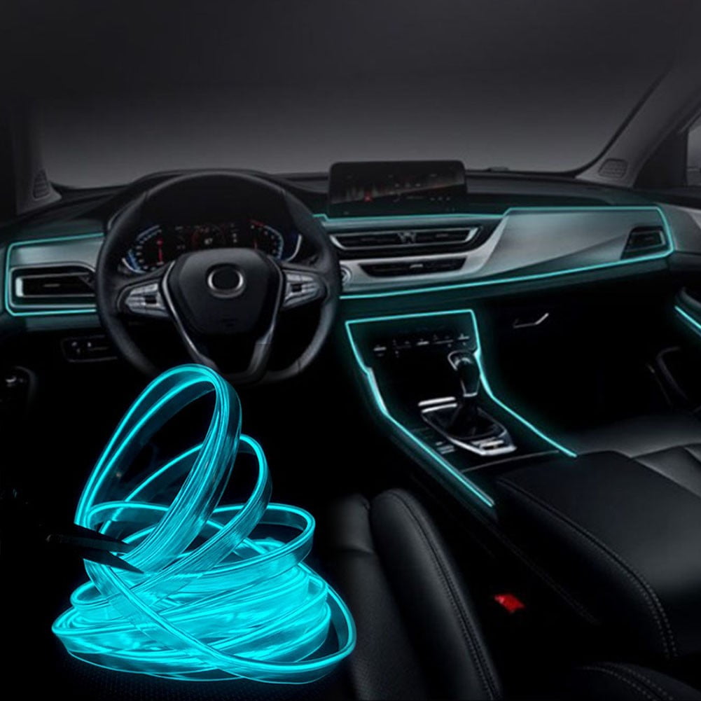 Soft and Bright Ice Blue LED Neon Dash Glow Lights for Car Interior 5M ...