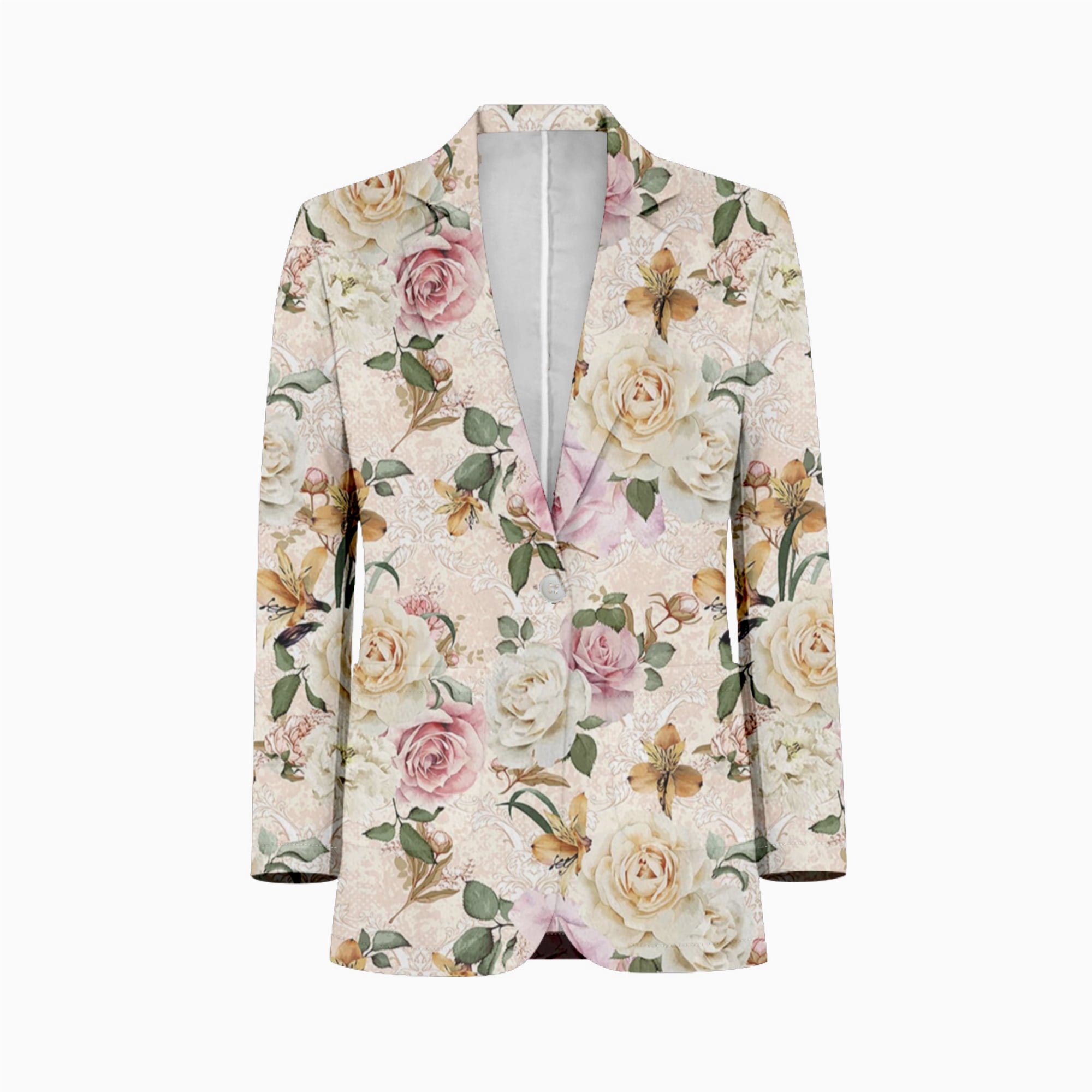 Soft and Easy Watercolor Roses Pattern Mens Suits Shawl Collar Slim Fit ...